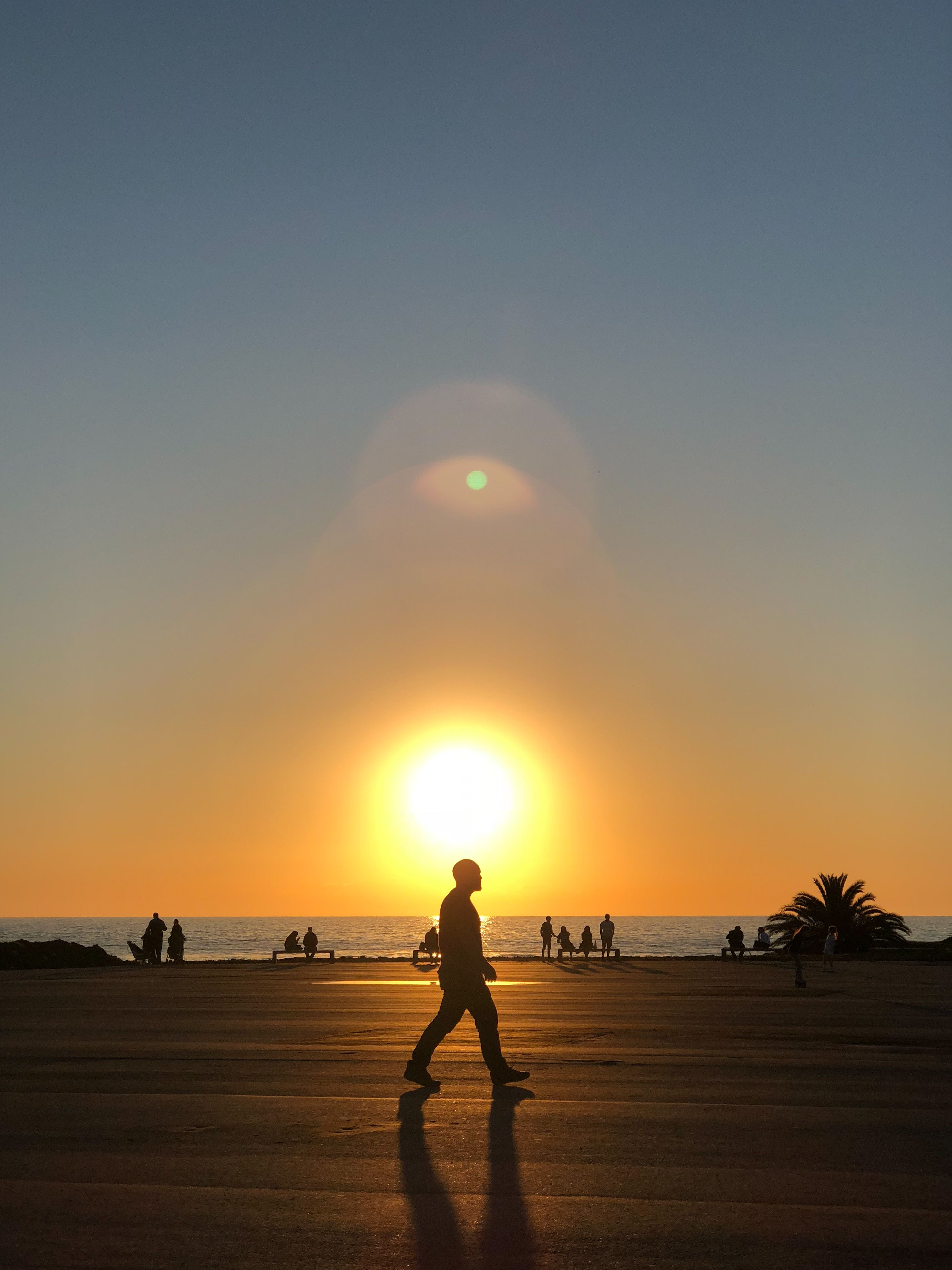 Silhouette of Person Walking Outdoors During Golden Hour · Free Stock Photo