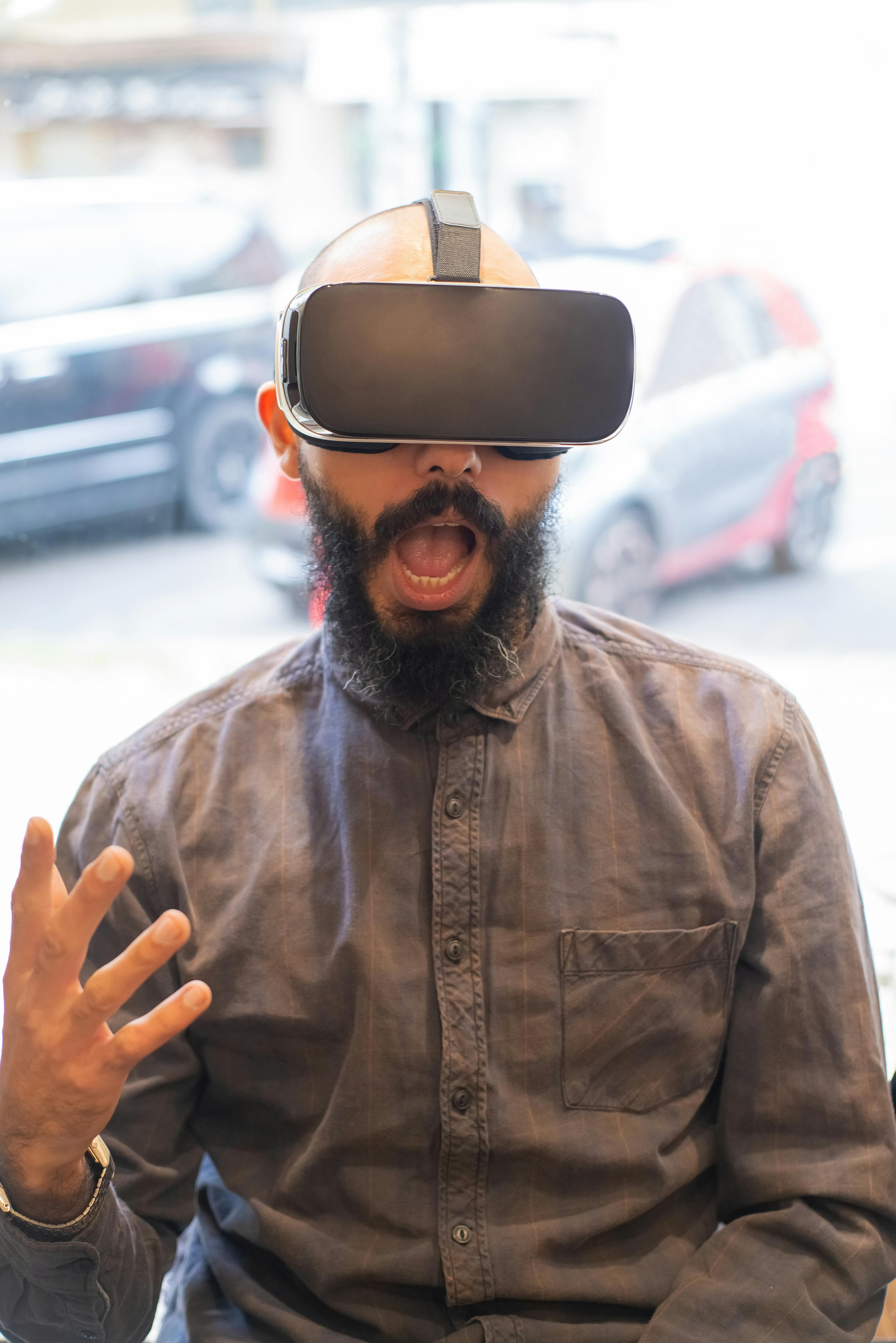 Person Wearing White VR Goggles · Free Stock Photo
