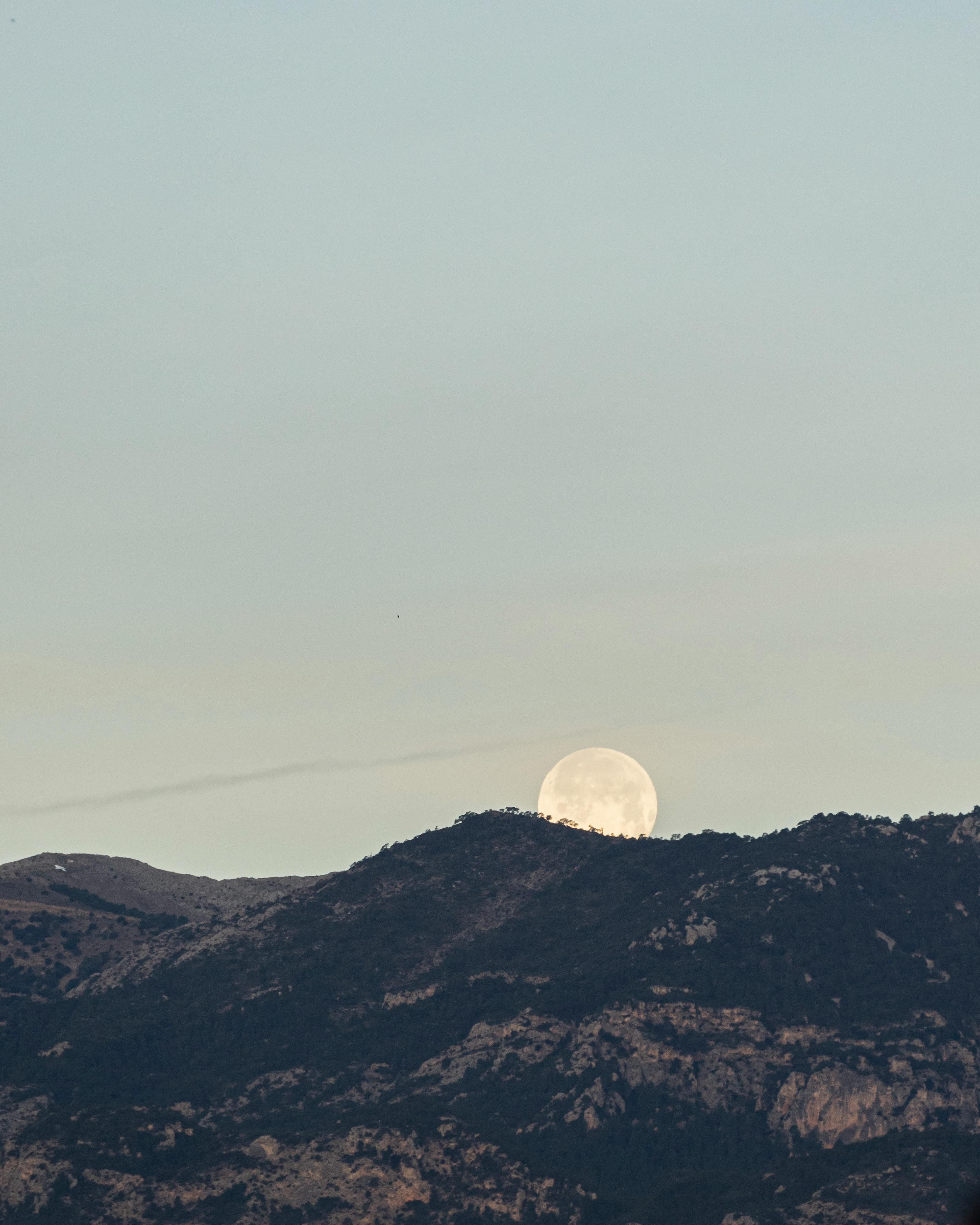 Moon Behind Mountains · Free Stock Photo