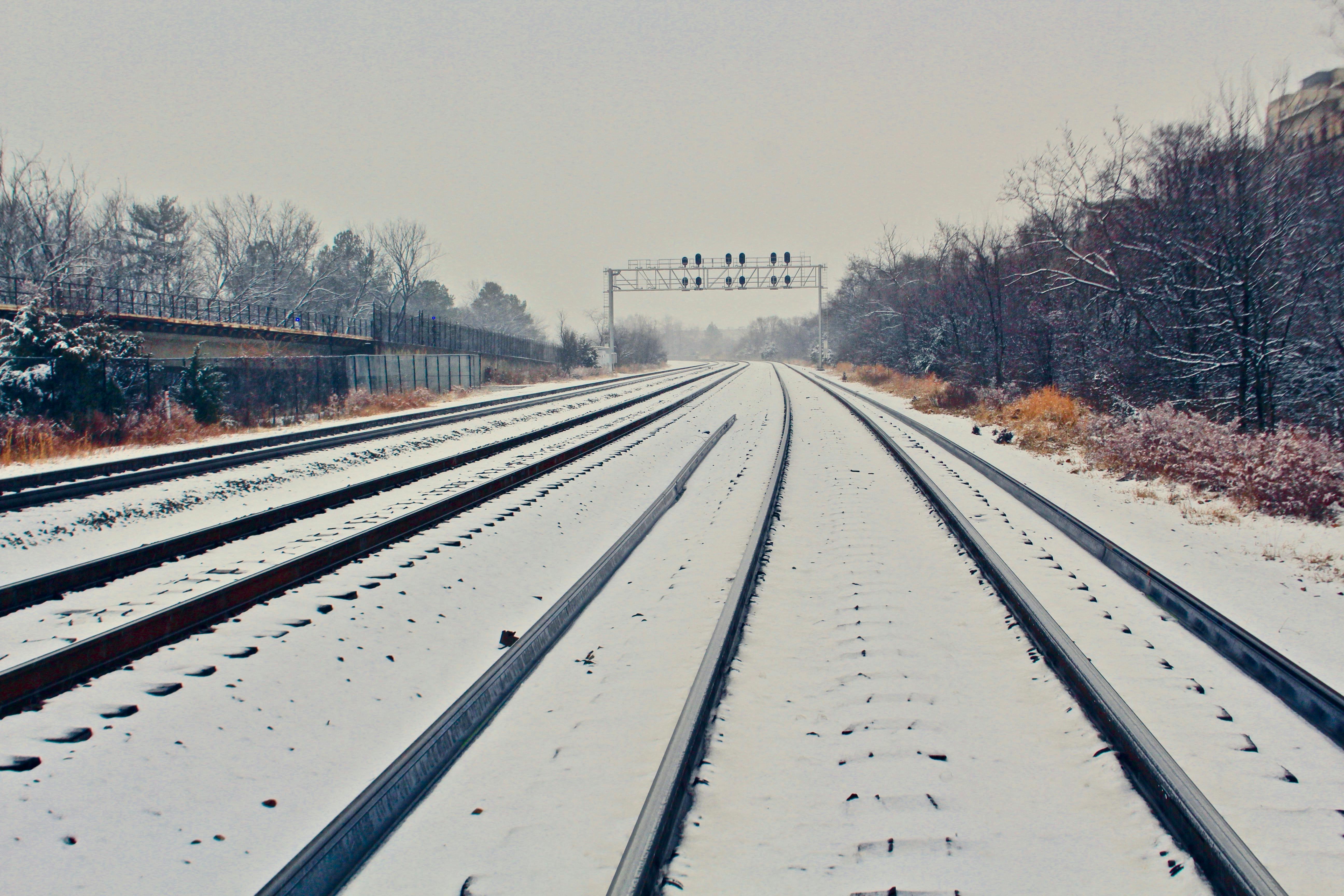 Train Tracks Covered with Snow · Free Stock Photo