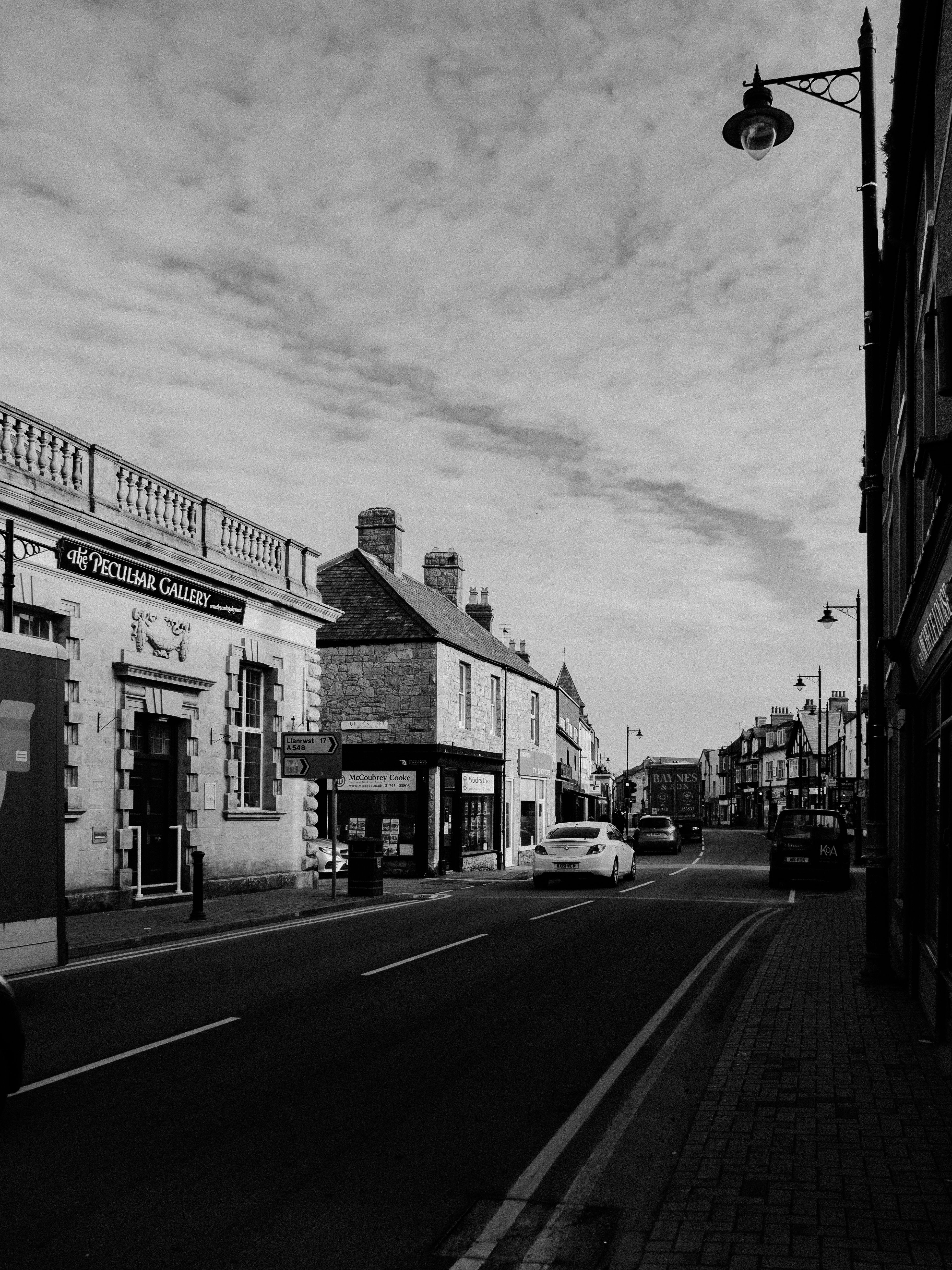 Grayscale Photo of a City Street · Free Stock Photo