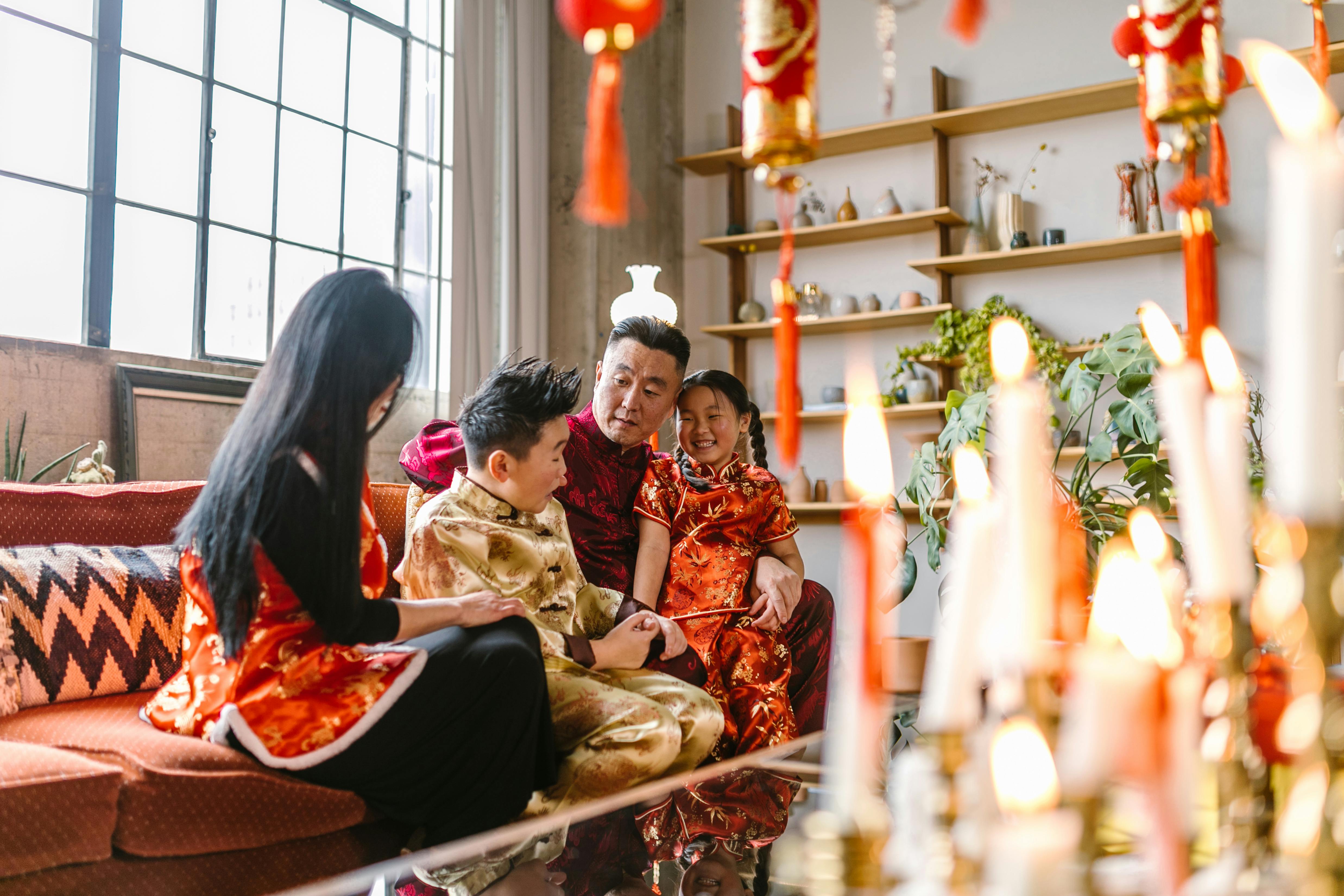 Family Wearing a Traditional Clothing · Free Stock Photo