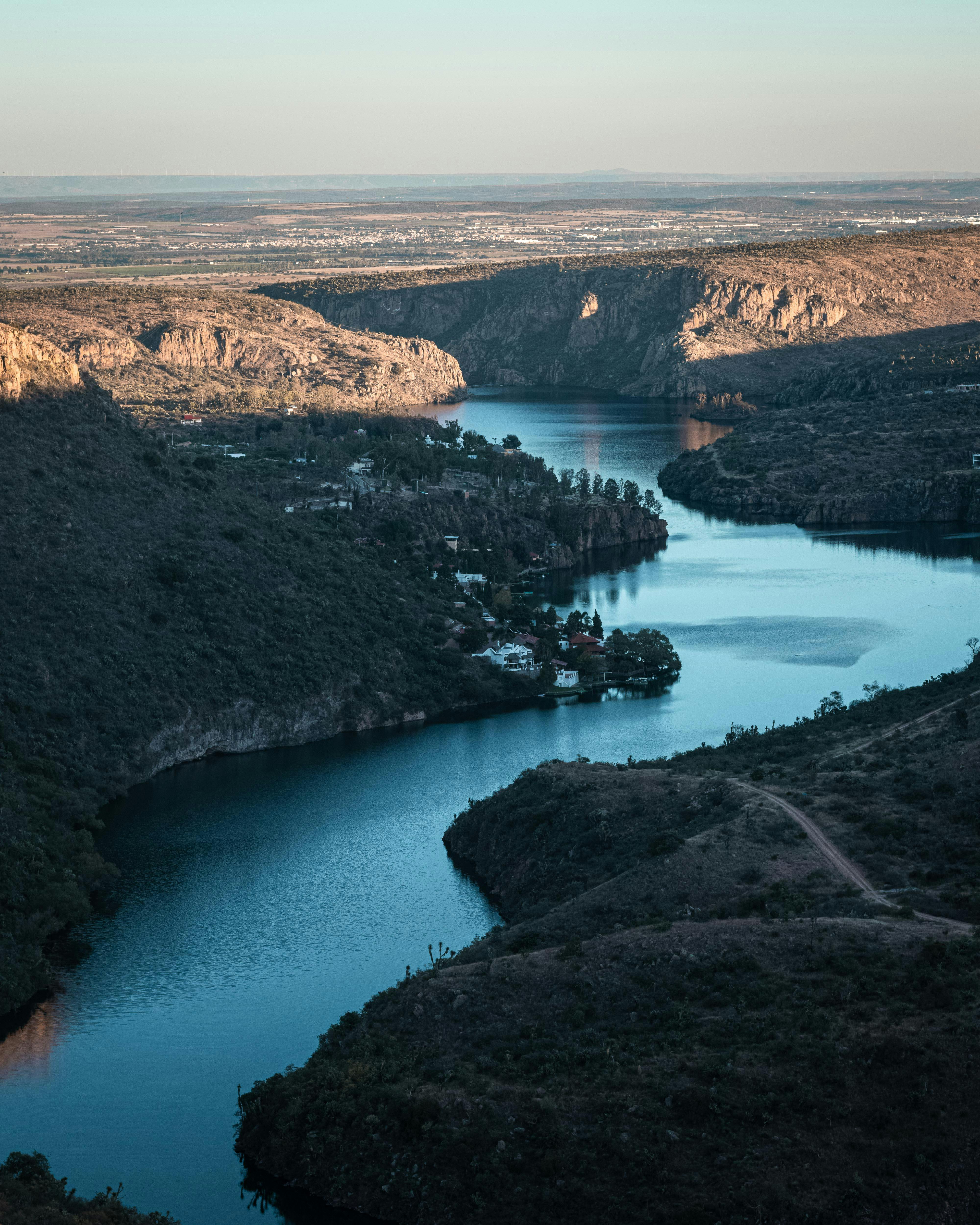 Aerial View of a River Between Mountains · Free Stock Photo