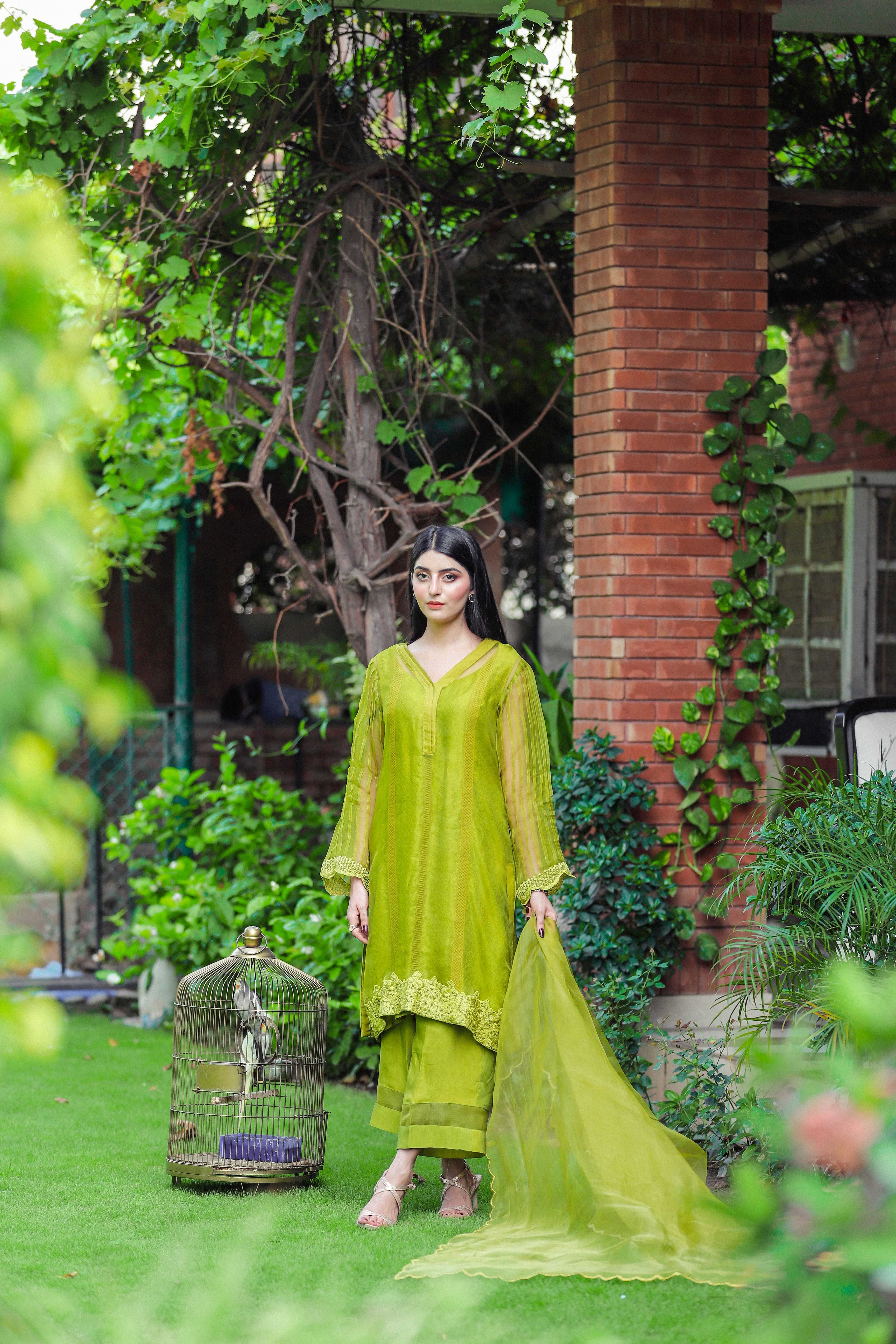 A Woman Wearing Apple Green Dress · Free Stock Photo
