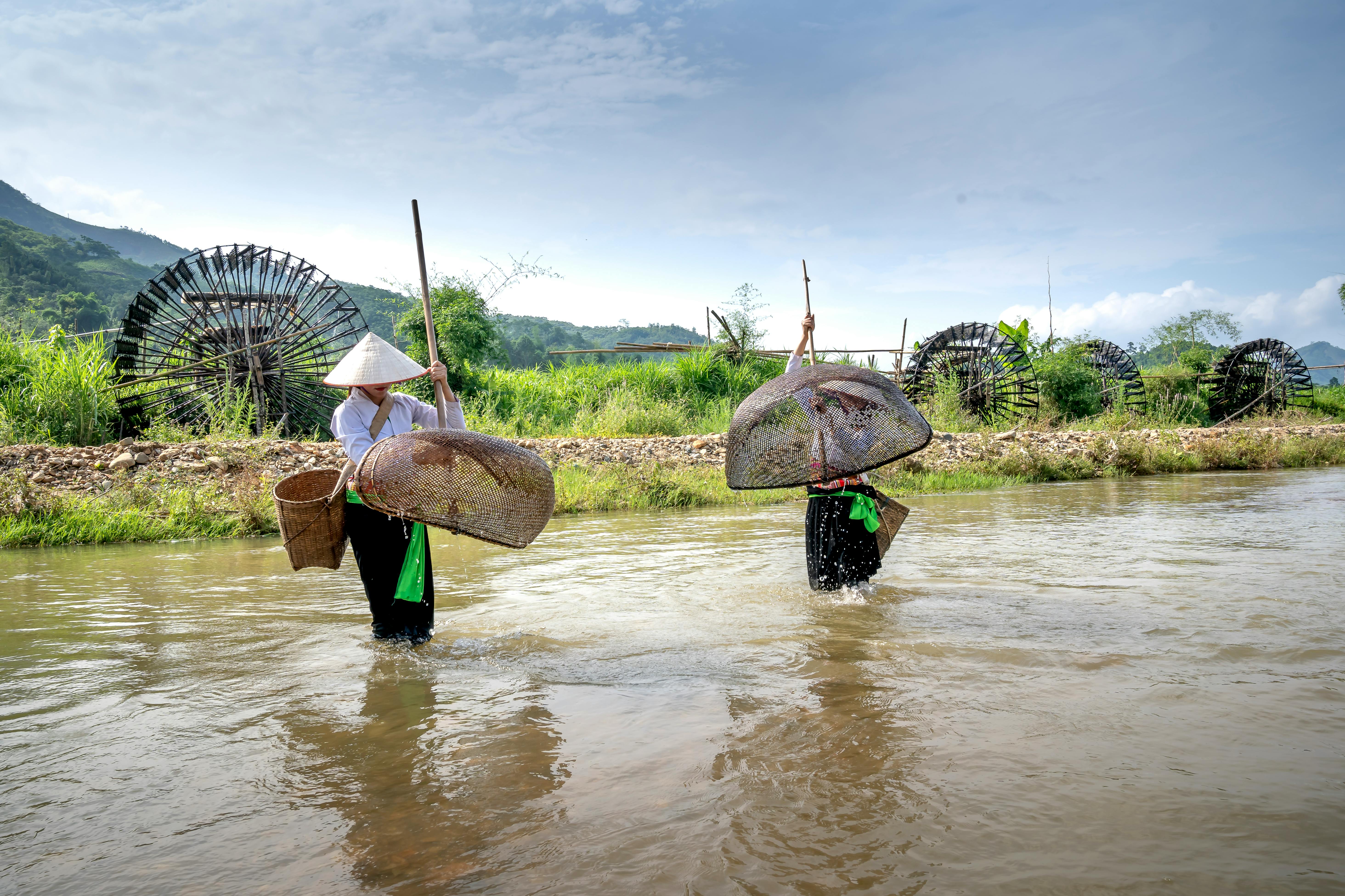 Local people catching fish in river · Free Stock Photo