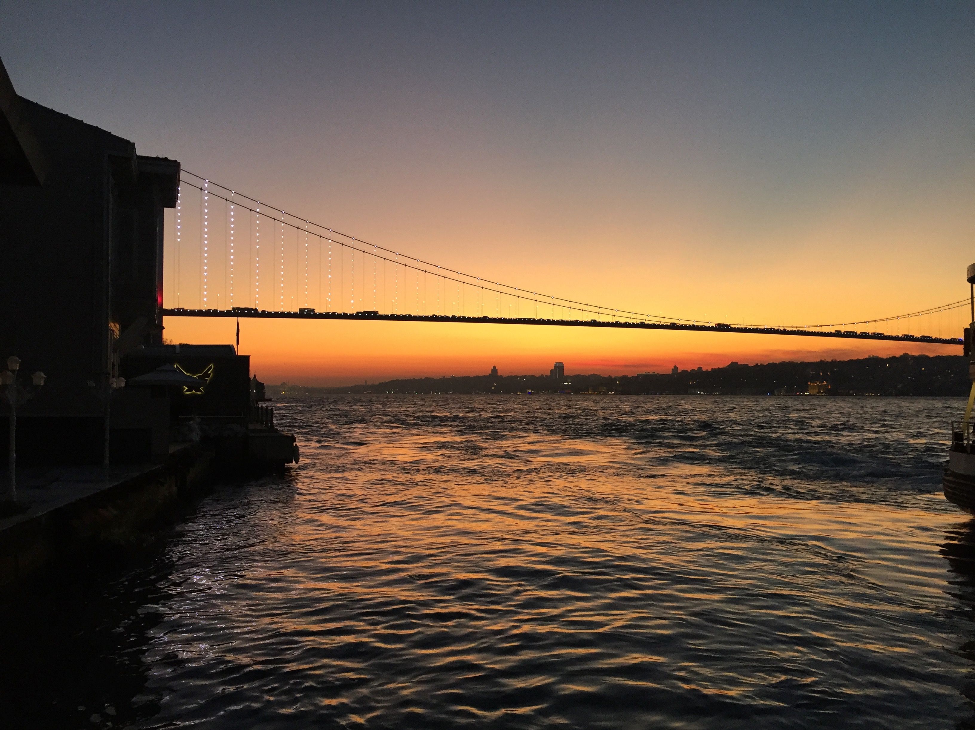 Free stock photo of bridge, sailing ship, sunset