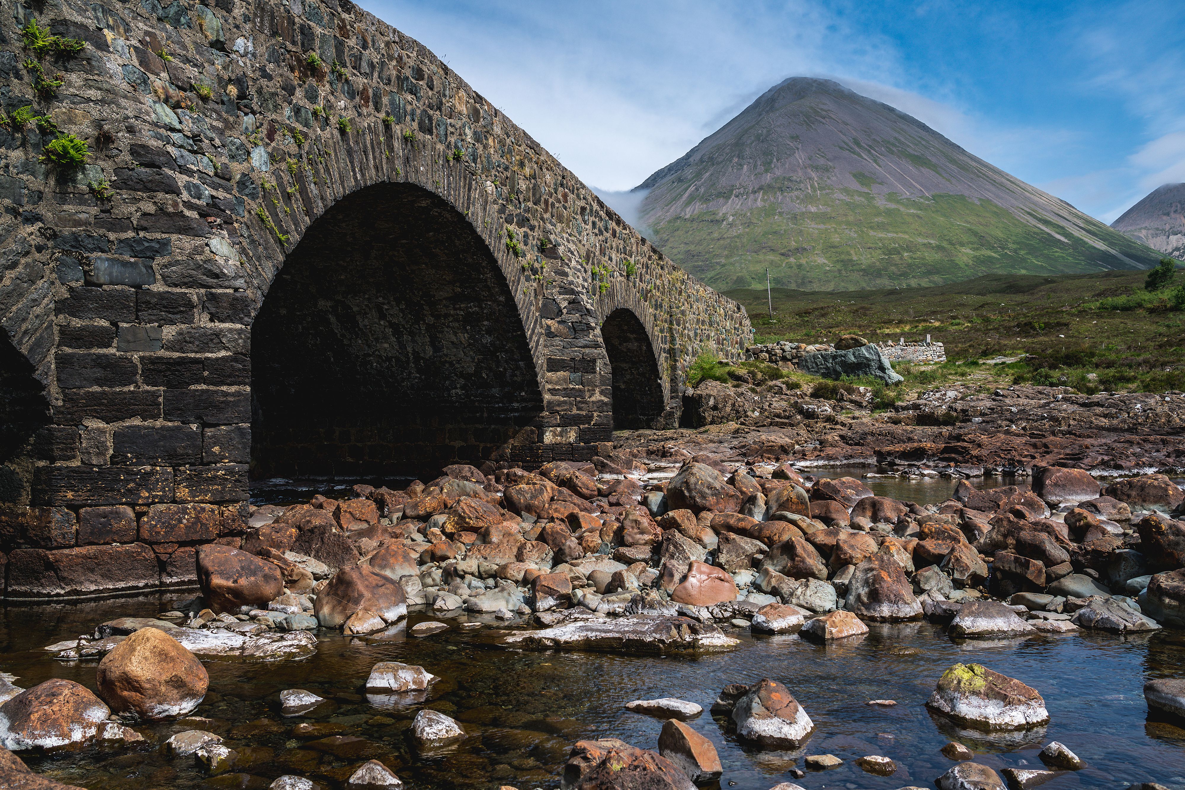 Stone Bridge with Volcano in Background · Free Stock Photo