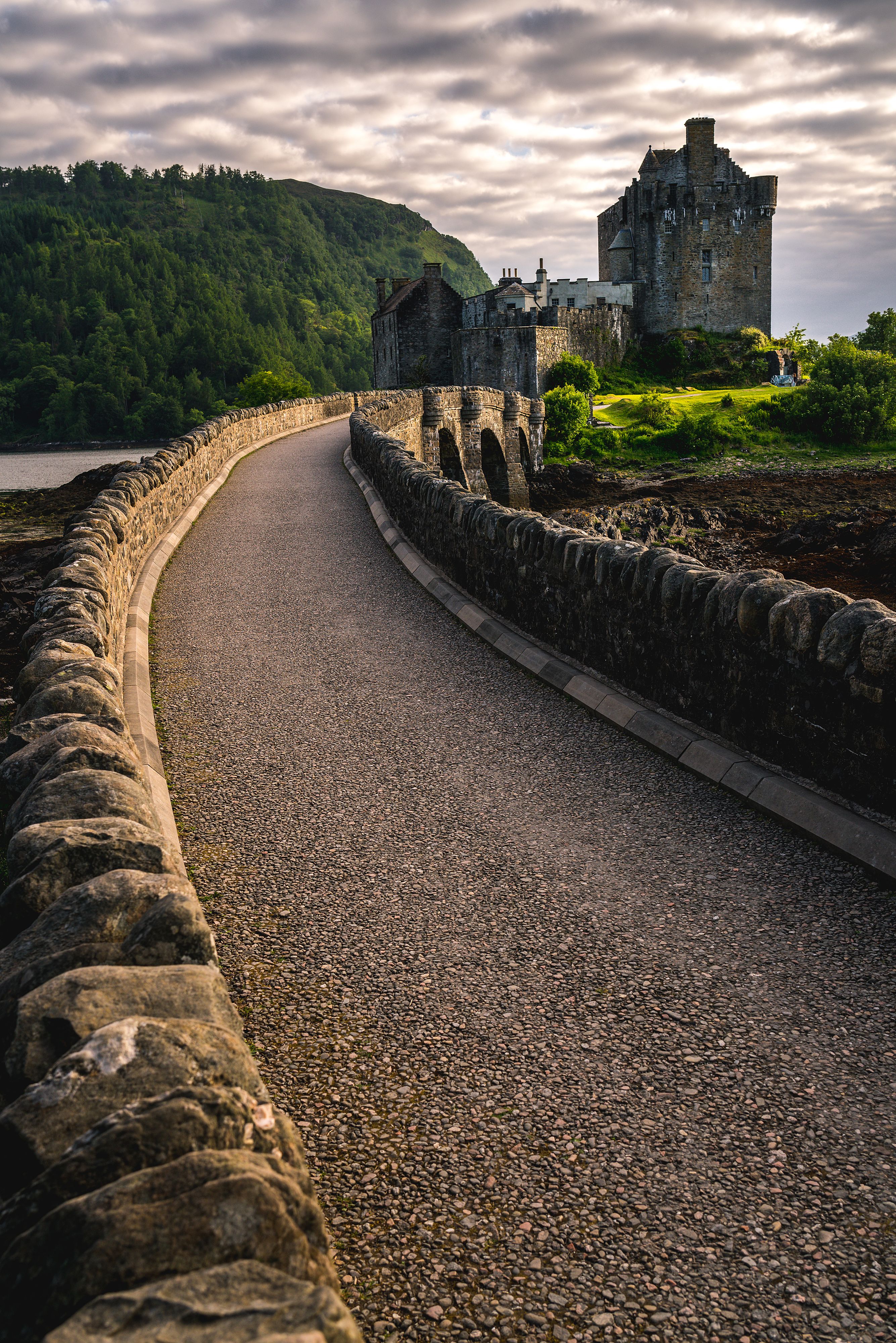 Road and Stone Walls on Bridge and Castle in Background · Free Stock Photo