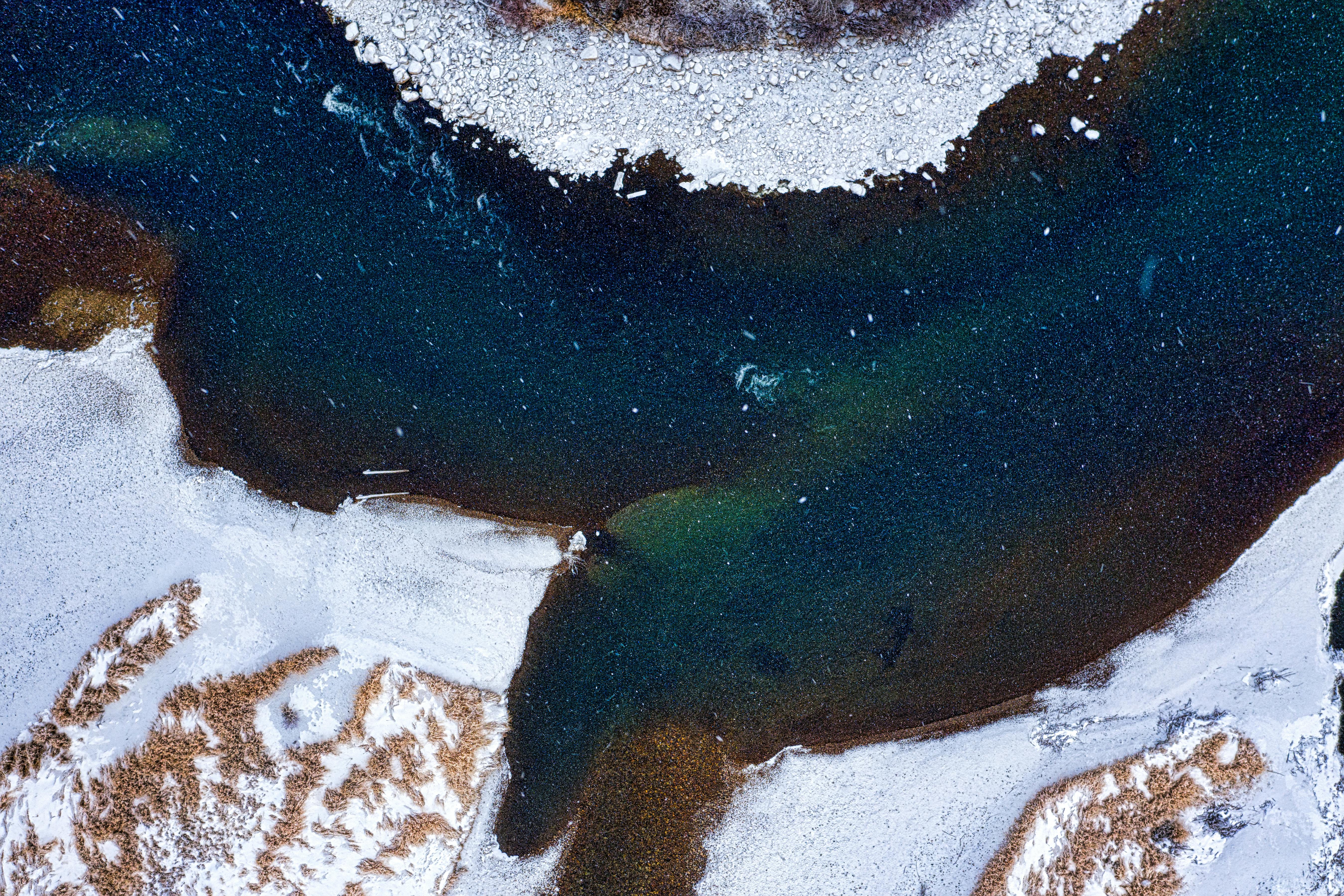 Aerial View of a Frozen River · Free Stock Photo