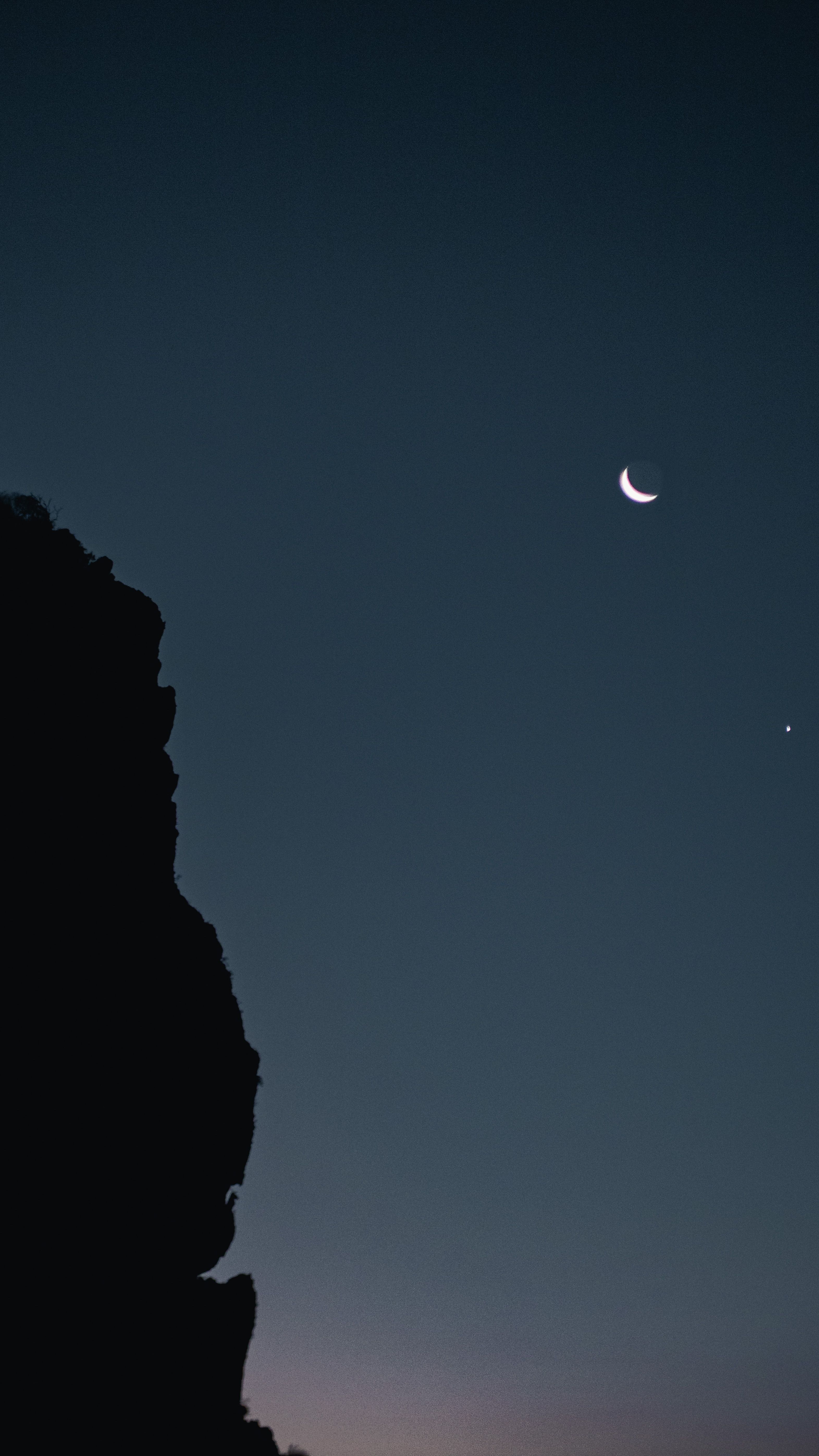 Silhouette of Mountain Under Full Moon · Free Stock Photo