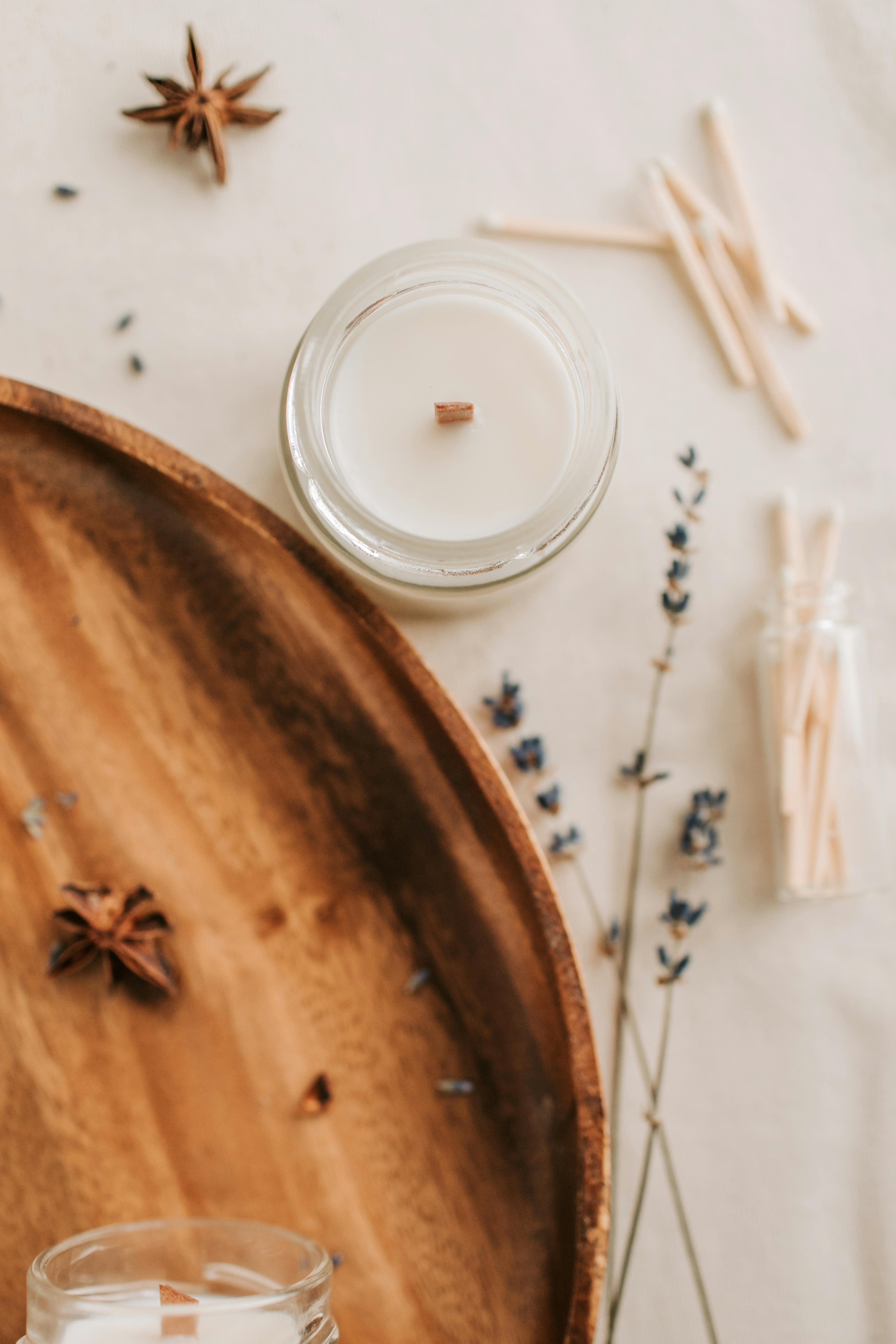 Overhead Shot of a White Candle · Free Stock Photo