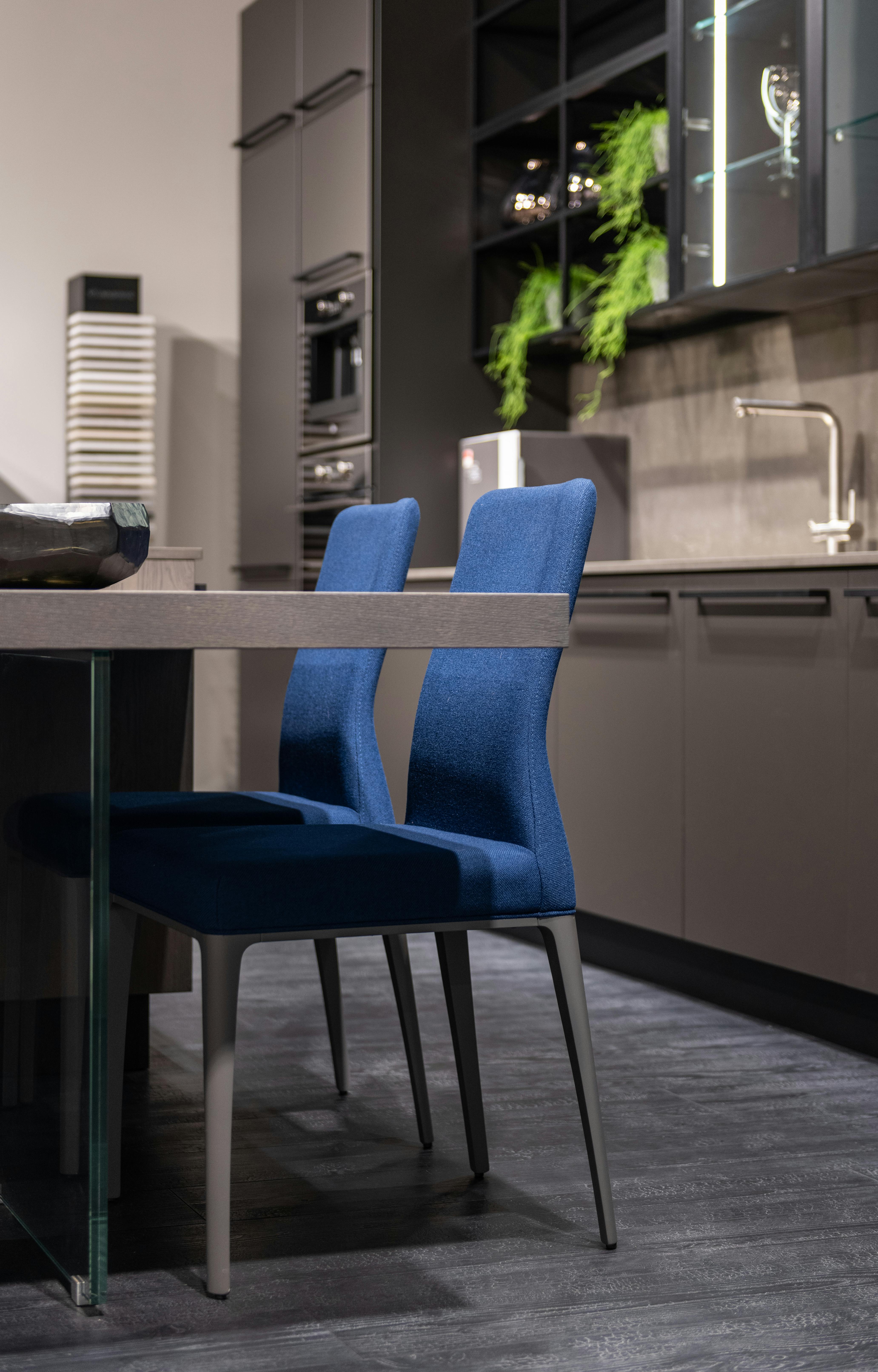 Blue chairs in modern kitchen · Free Stock Photo