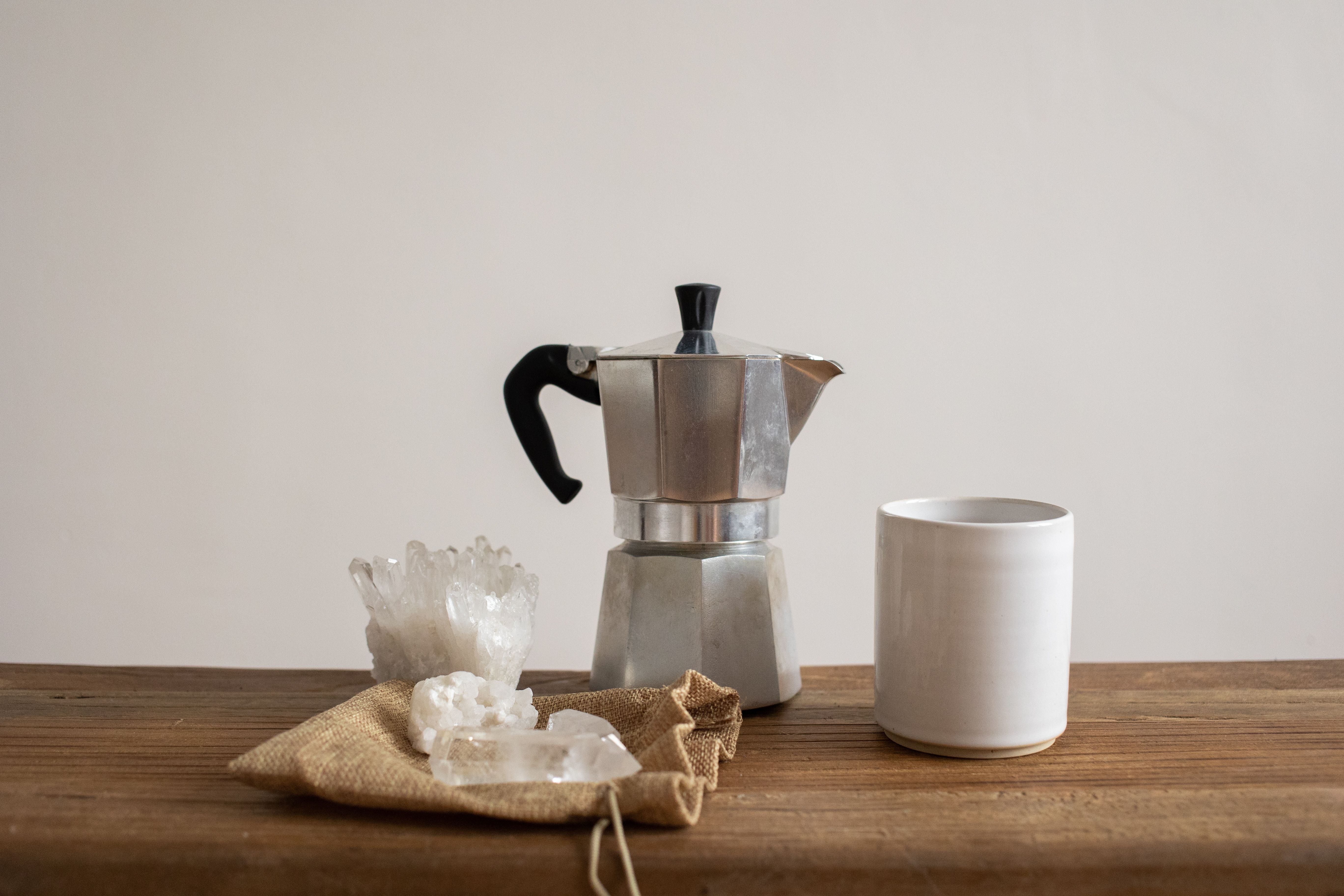 Moka Pot and Healing Crystals · Free Stock Photo