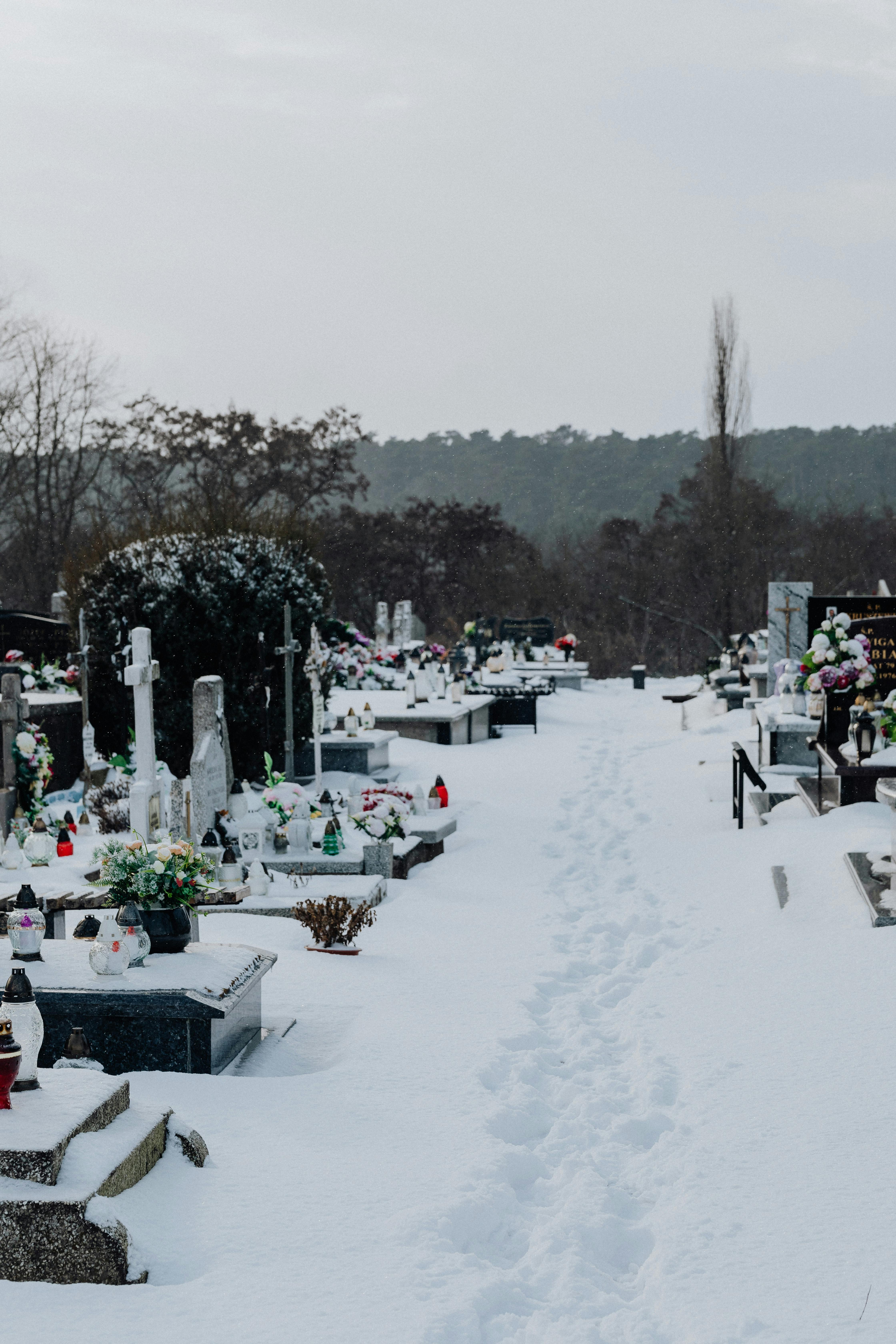 Snow Covered Cemetery · Free Stock Photo