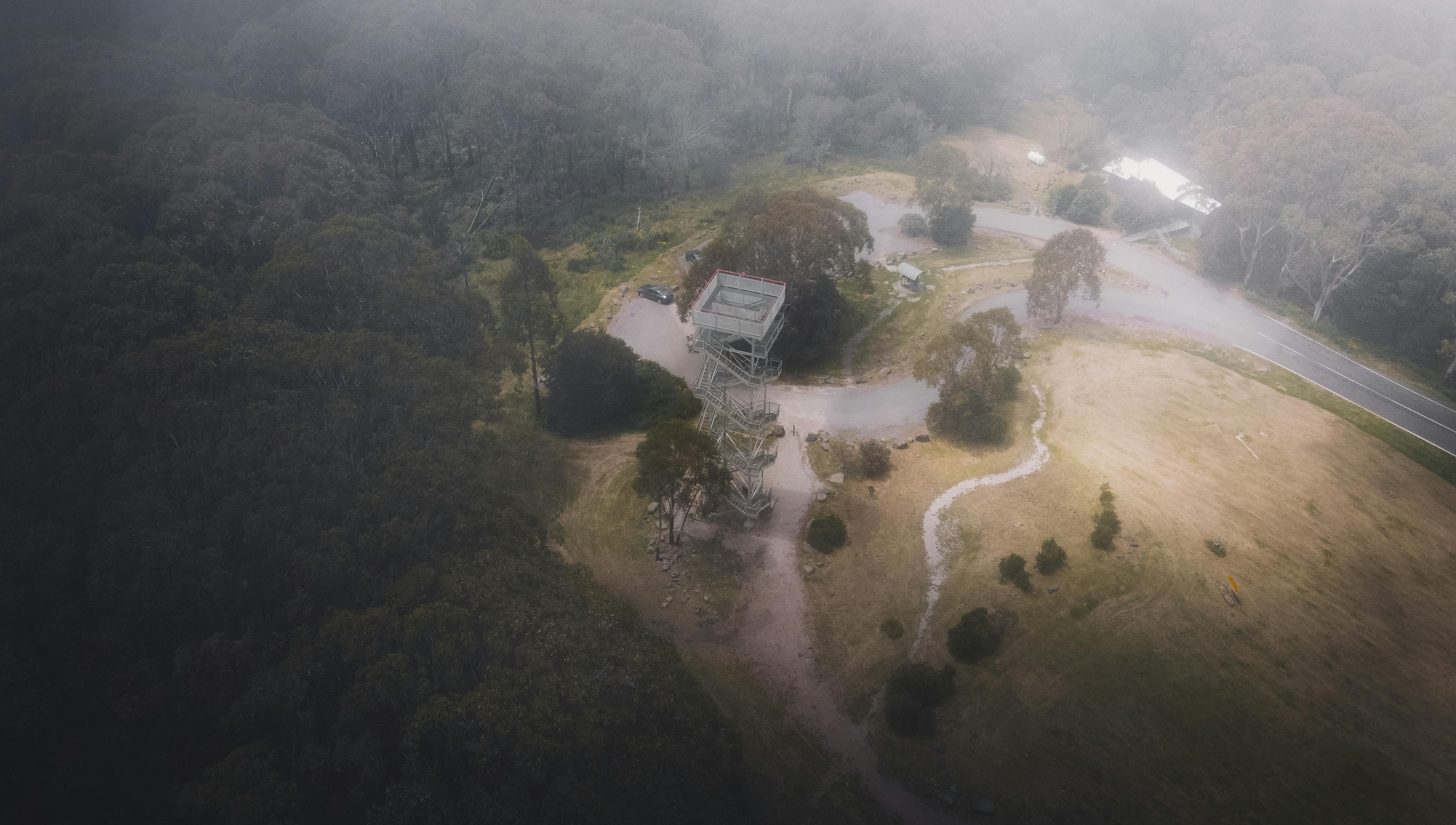 Aerial View of the Observation Tower in Mount Donna Buang in Warburton ...