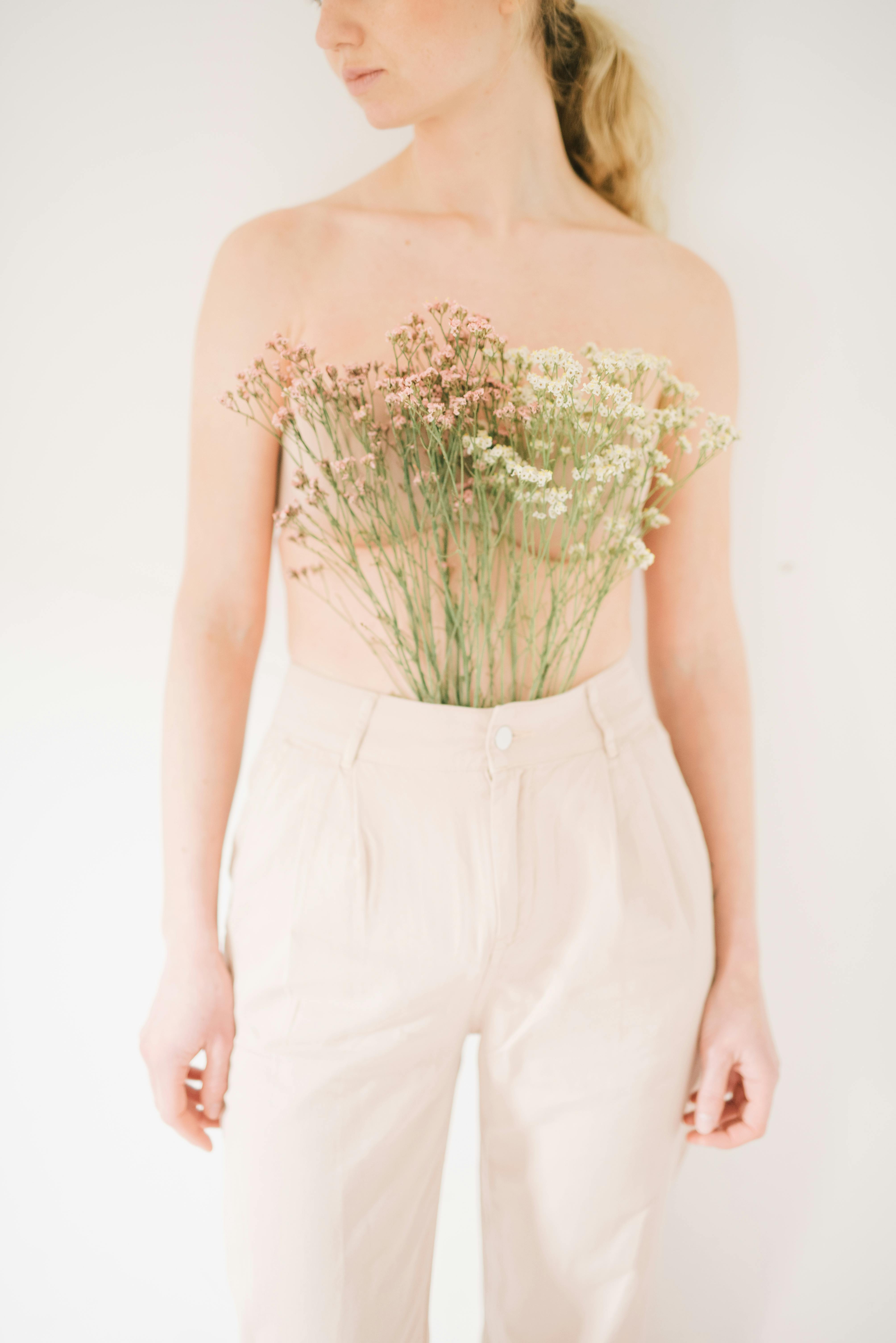 Shirtless Young Girl With Flowers Covering Her Body · Free Stock Photo