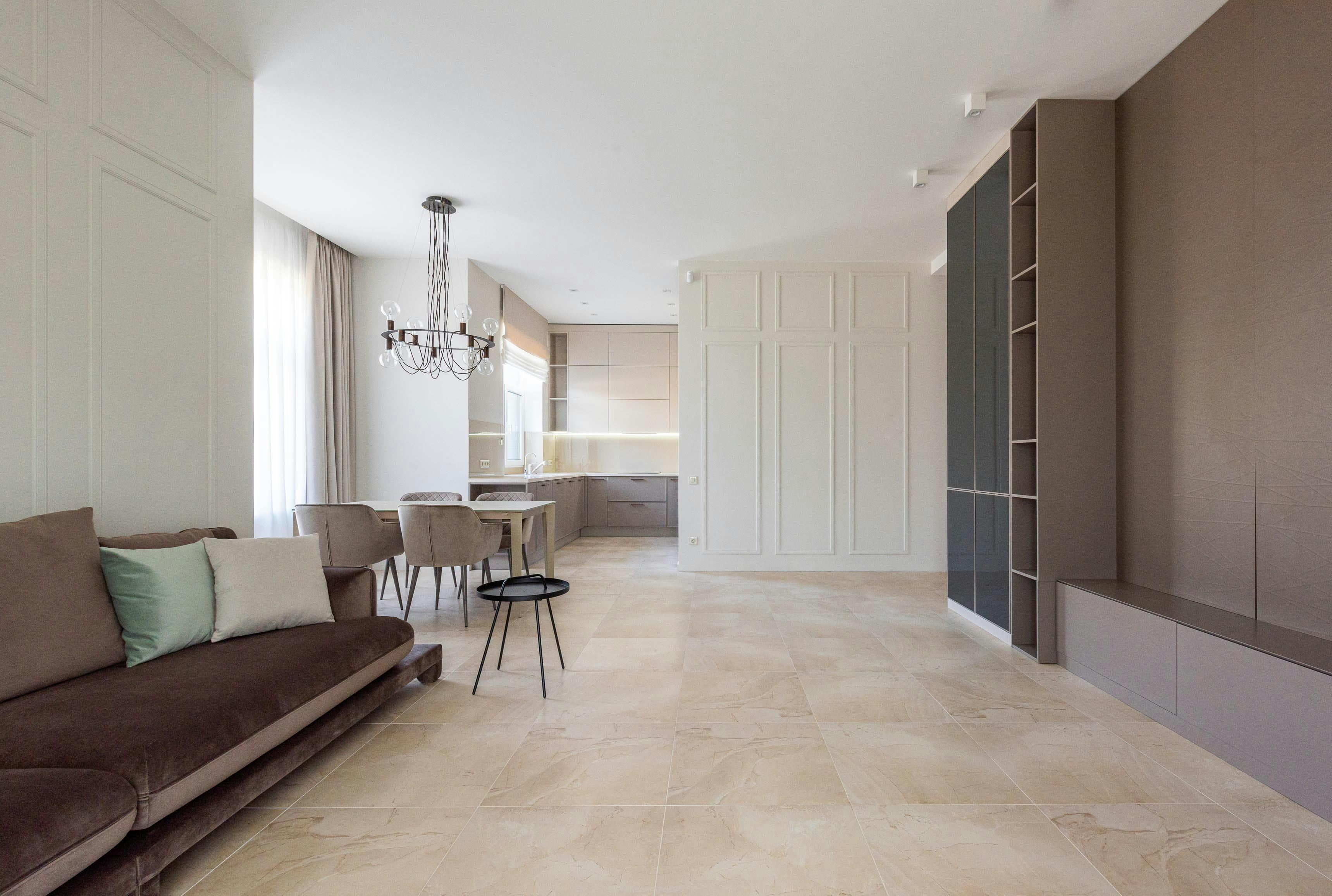 House interior with kitchen near couch and chairs with counter · Free ...