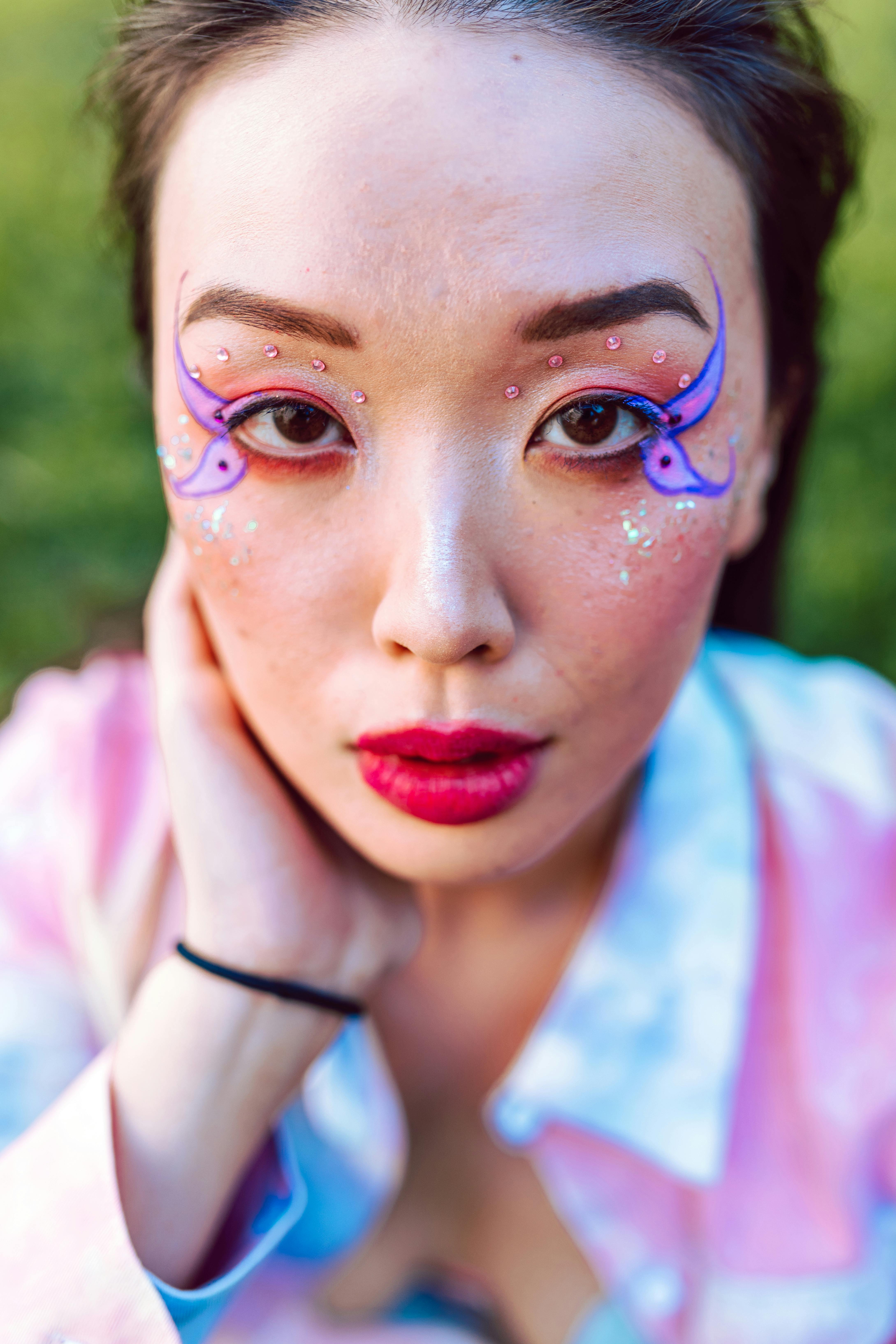 Close-up Portrait of a Face of a Model Wearing Makeup · Free Stock Photo