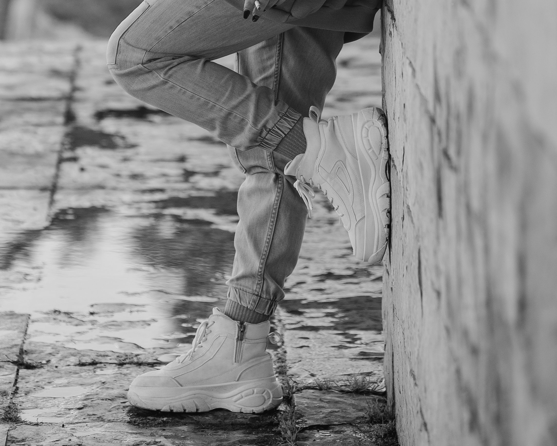Grayscale Photography Of High-top Sneakers · Free Stock Photo