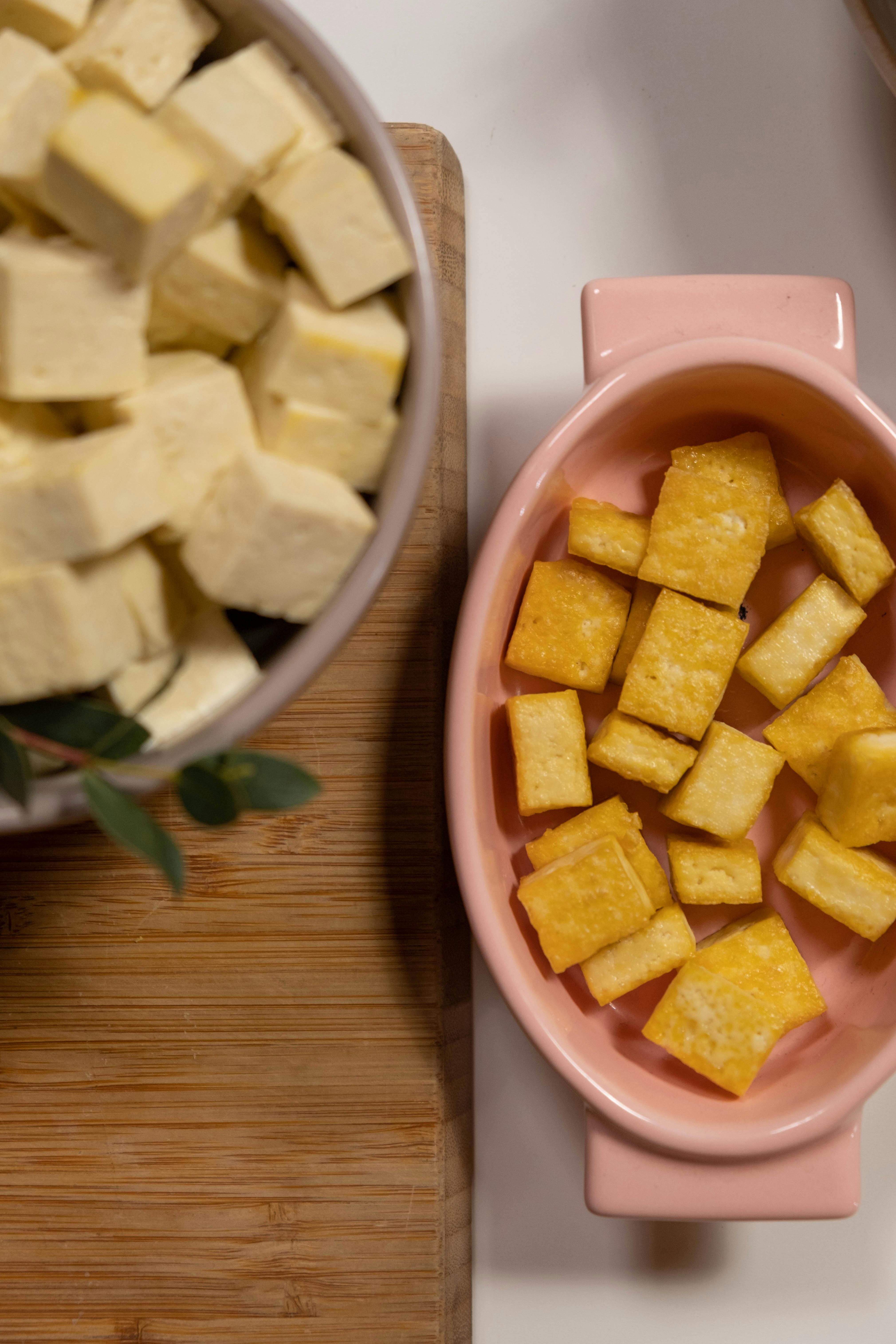 A Close-Up Shot of Cooked Tofu · Free Stock Photo