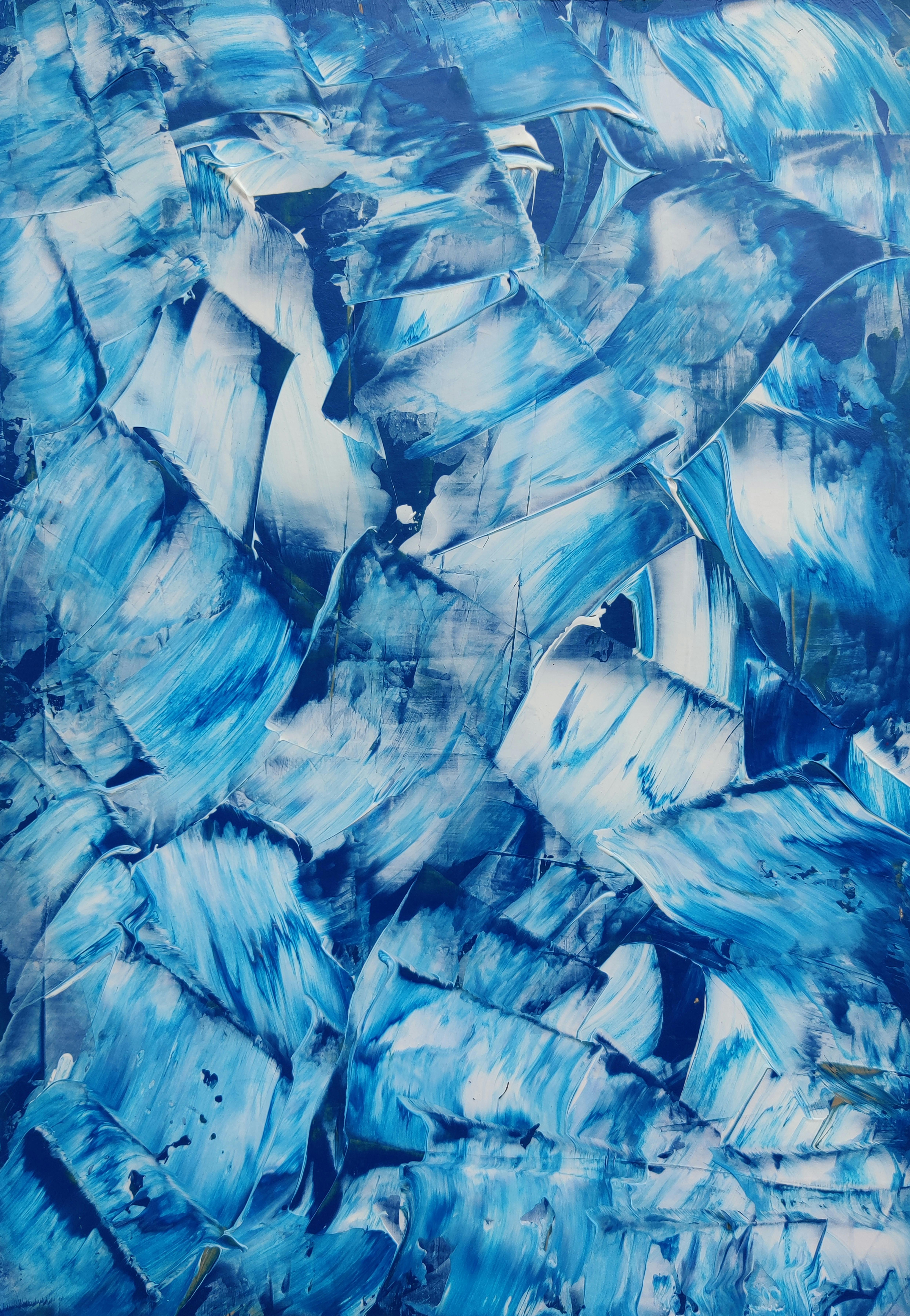 Abstract Blue Painting on Canvas · Free Stock Photo