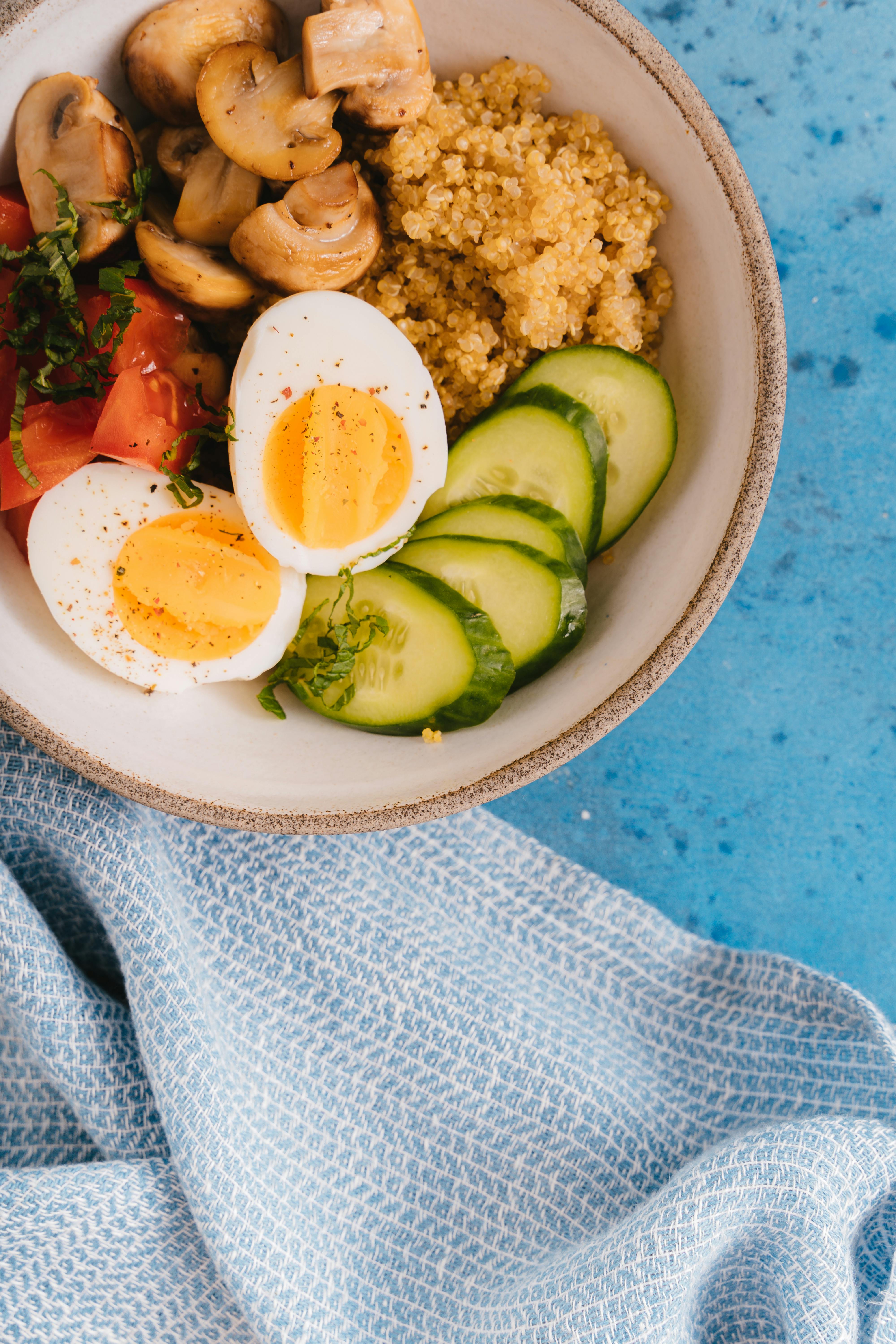 Sliced Cucumber and Boiled Egg in Ceramic Bowl · Free Stock Photo