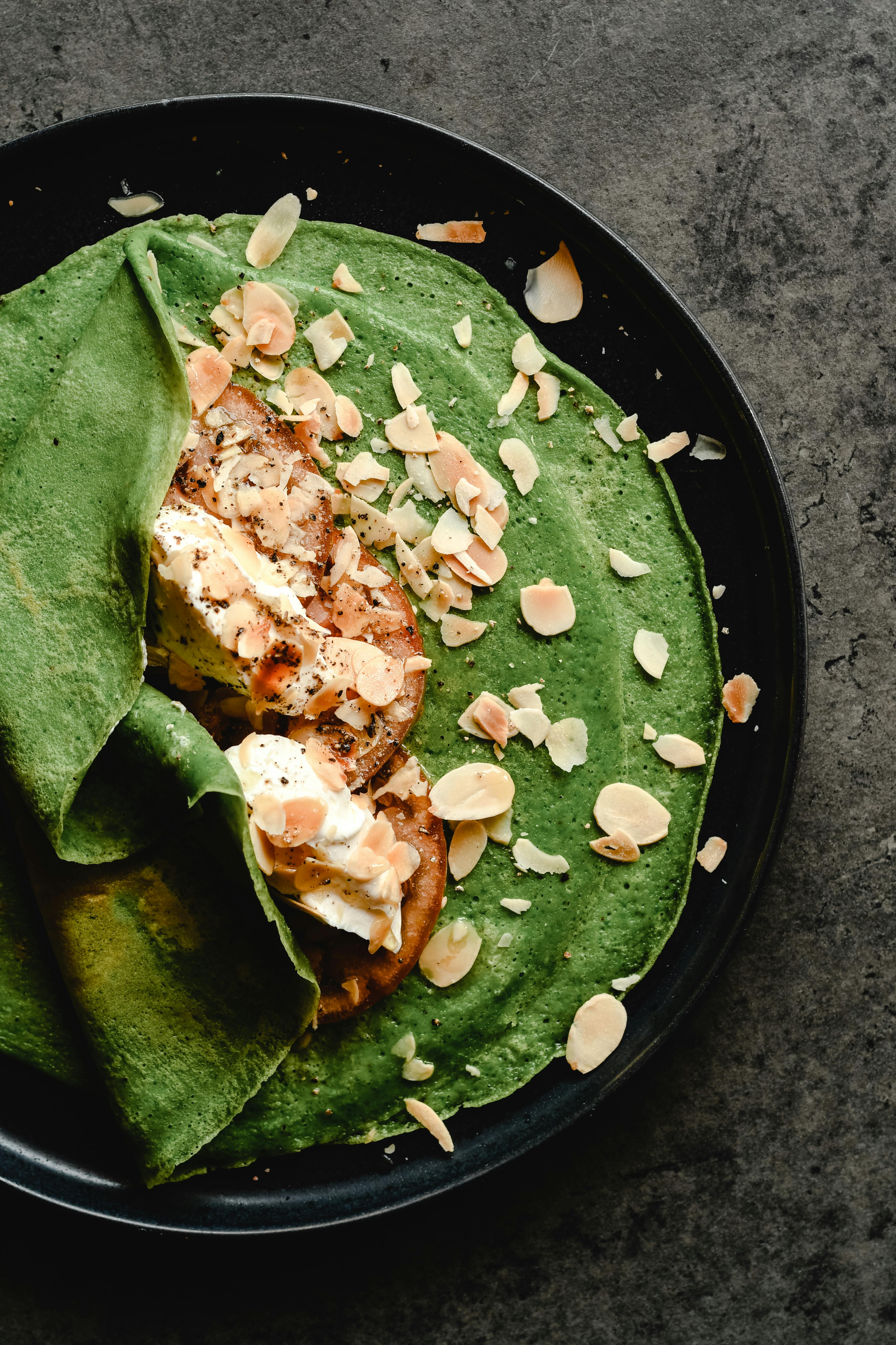 Green Crepes on Plate · Free Stock Photo