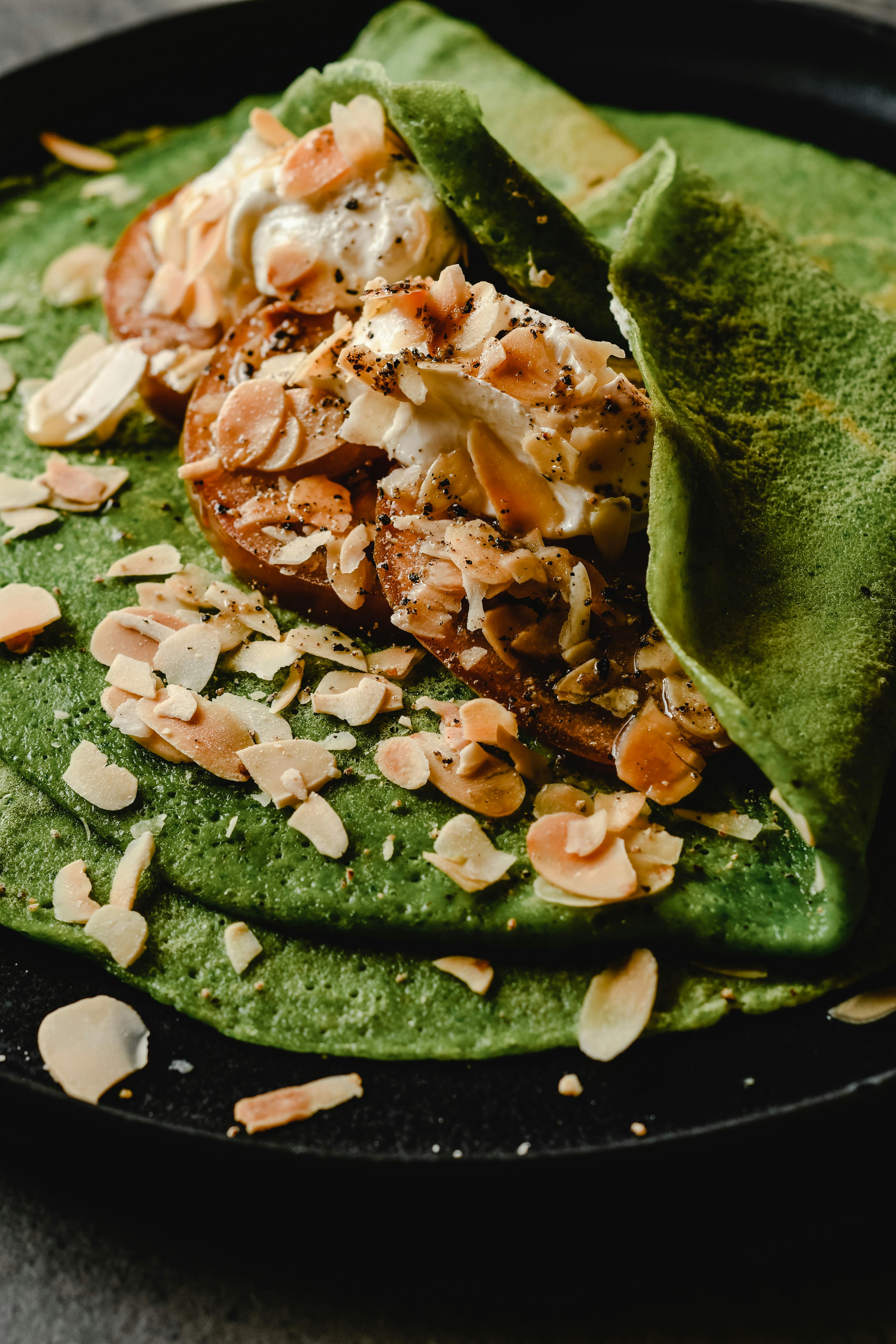 Close up of Green Crepes · Free Stock Photo