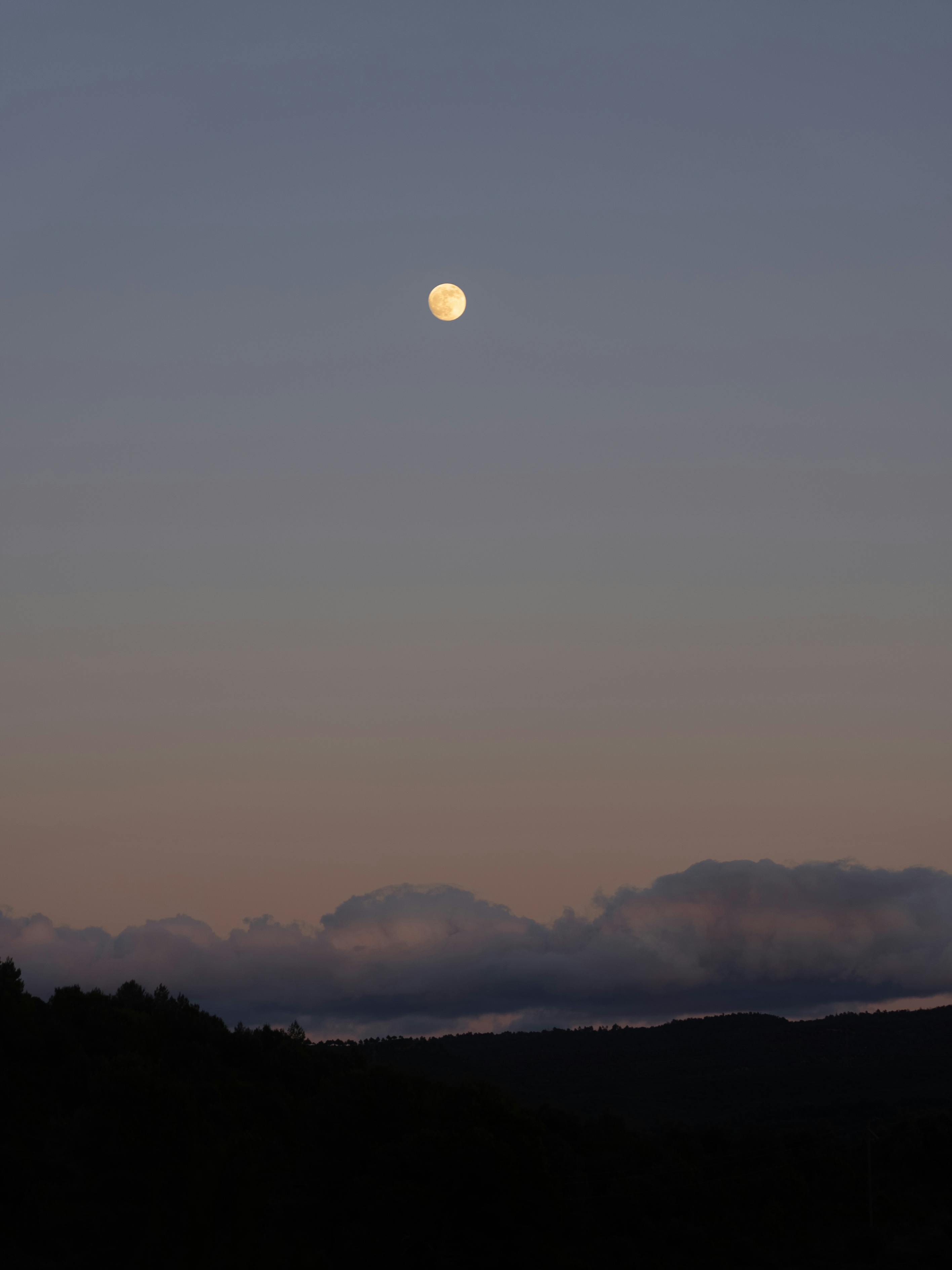 Full Moon Above Clouds During Sunset · Free Stock Photo