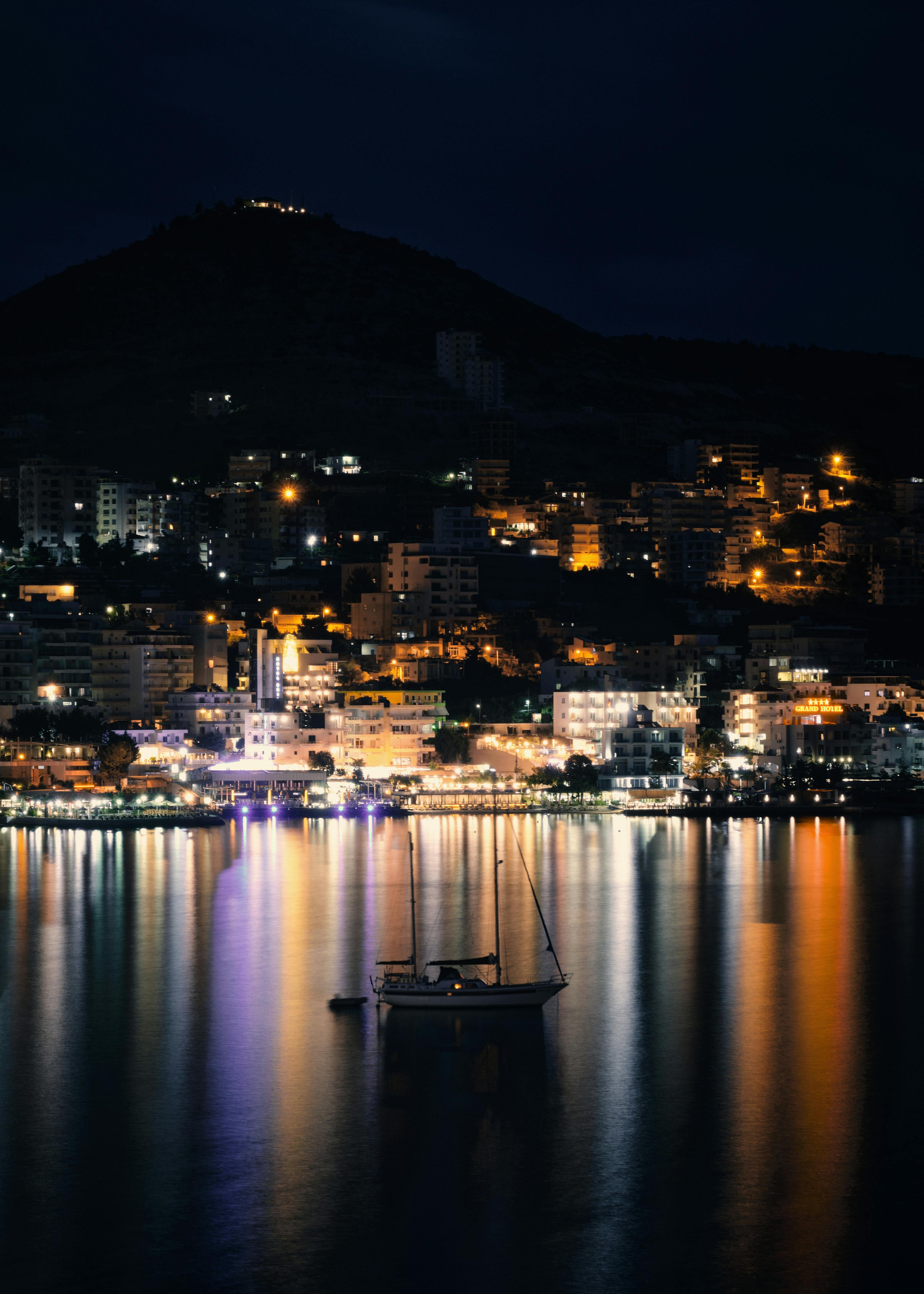 Saranda City in Albania Night Lights View · Free Stock Photo
