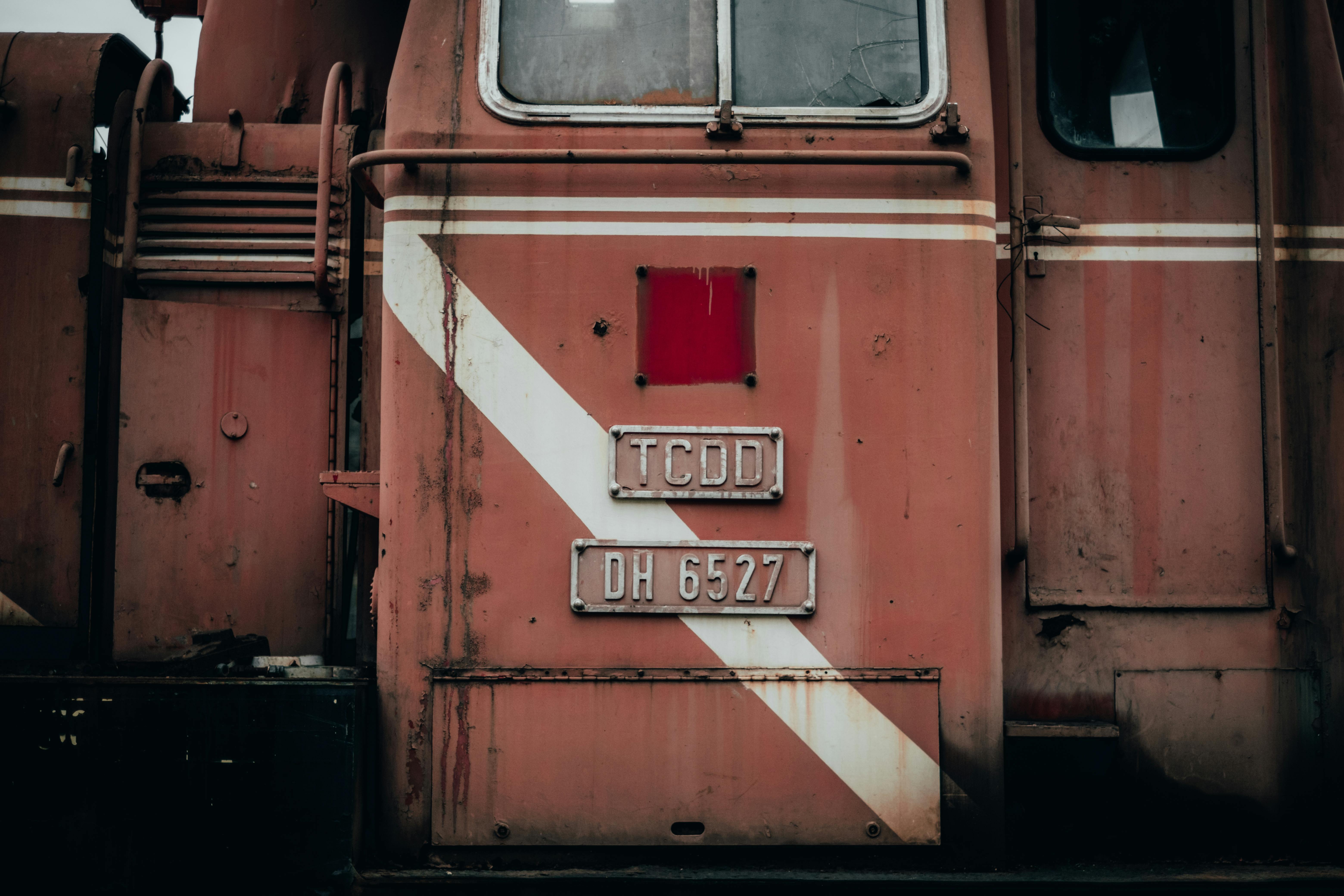 Old metal train with plate · Free Stock Photo