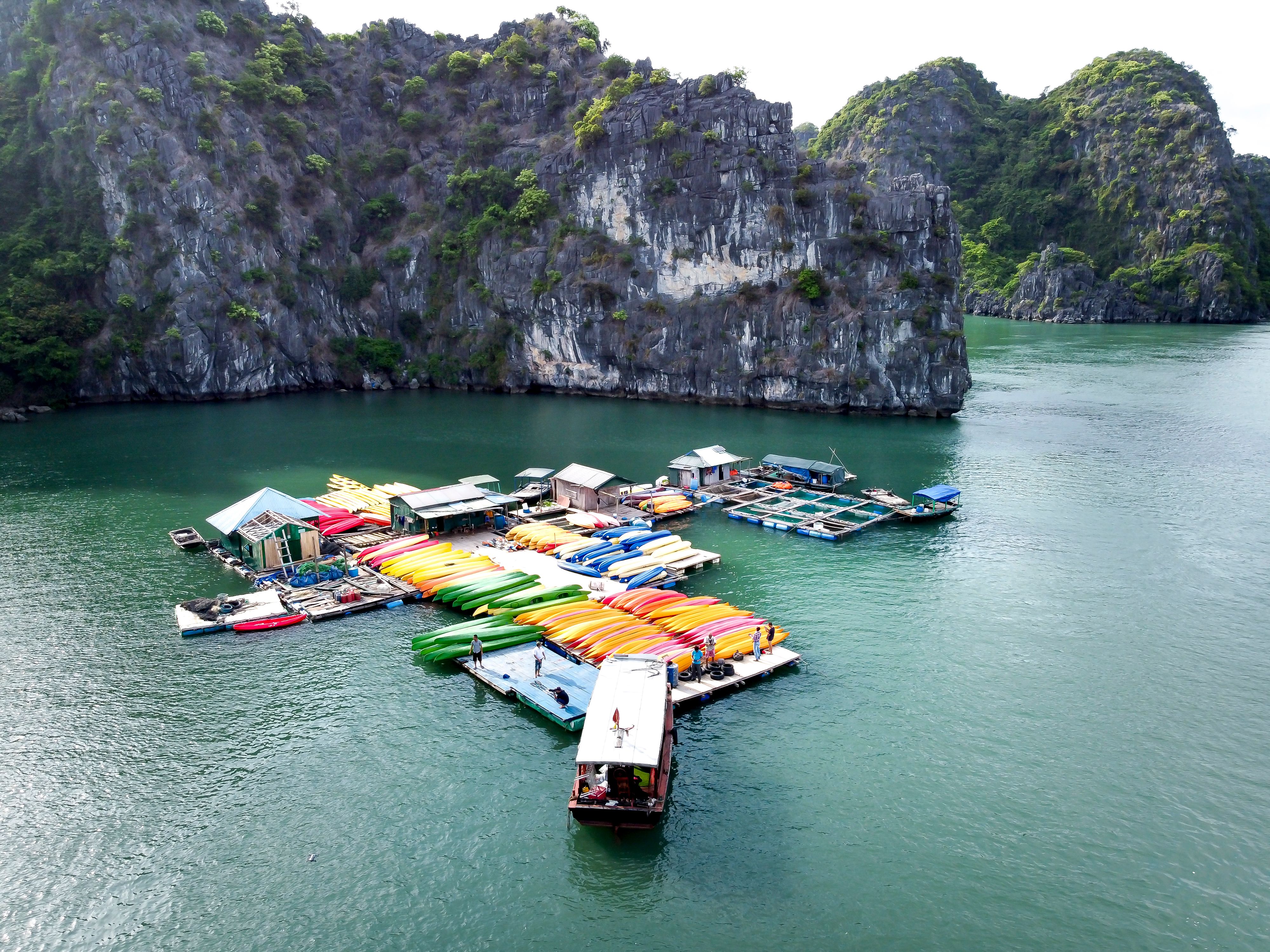 Traditional Harbor with Canoes and Boats · Free Stock Photo