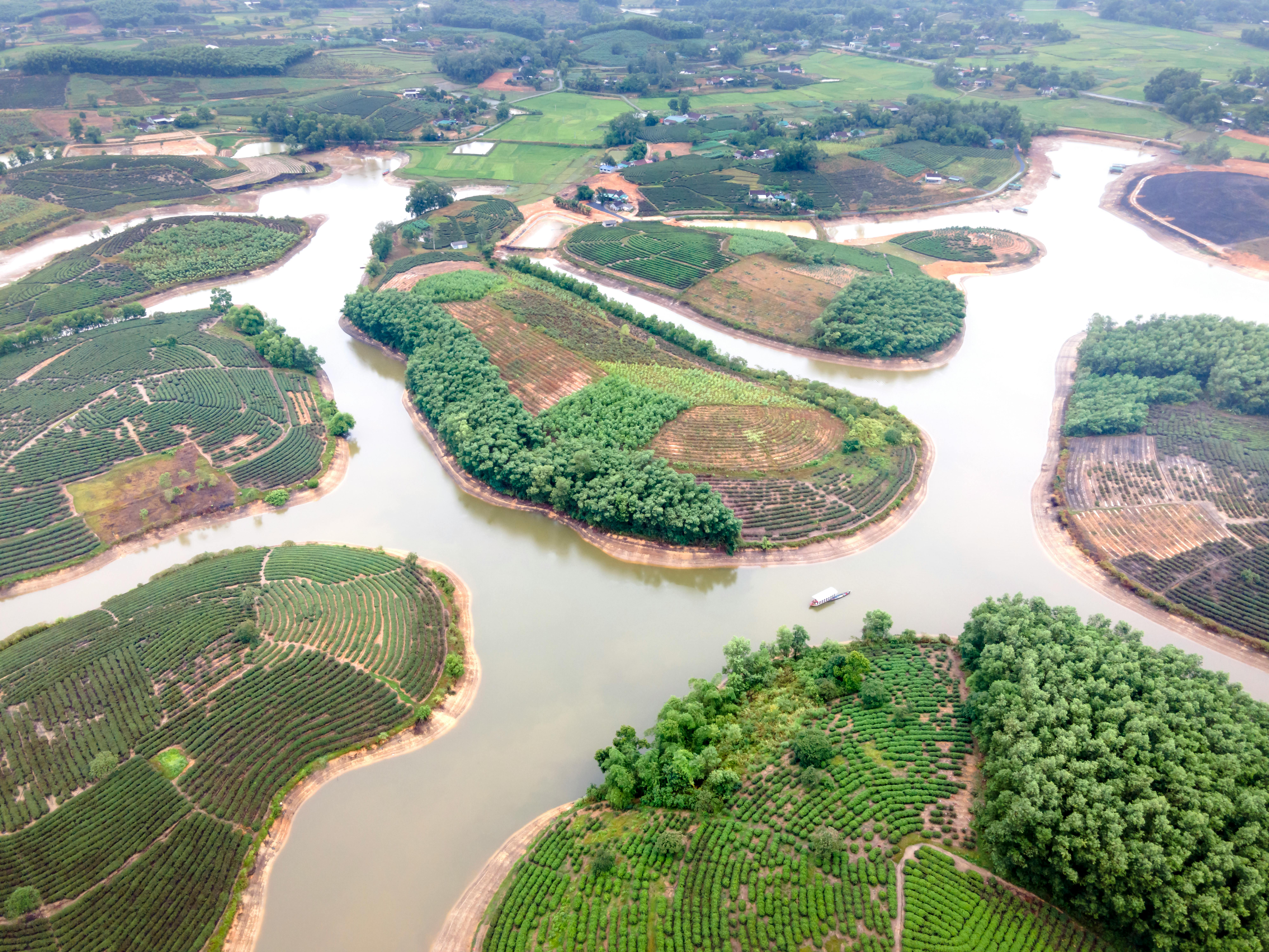 Aerial View of Islets Covered With Fields and Plantations · Free Stock ...