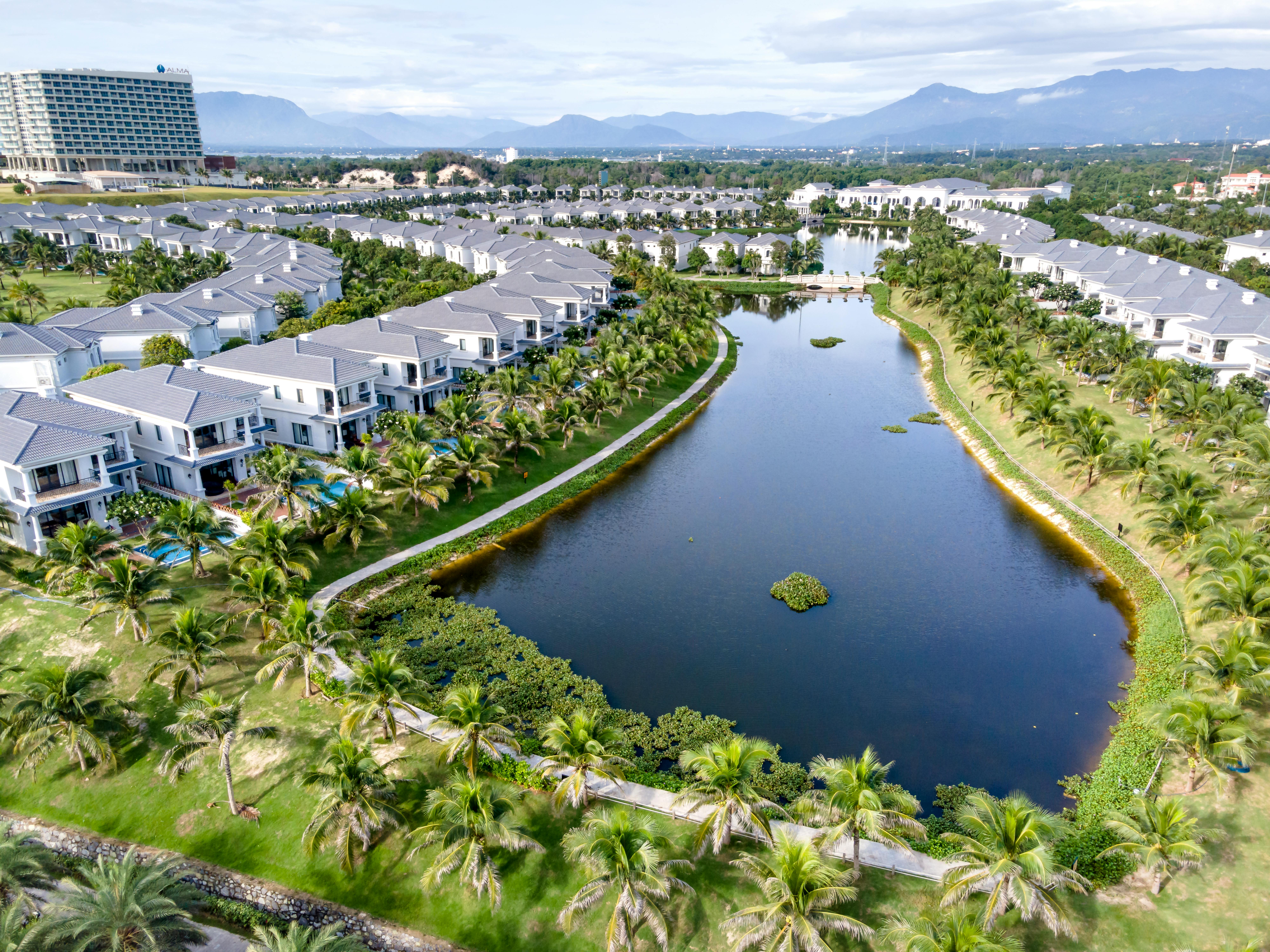 Aerial View of Villas Near the Lake · Free Stock Photo