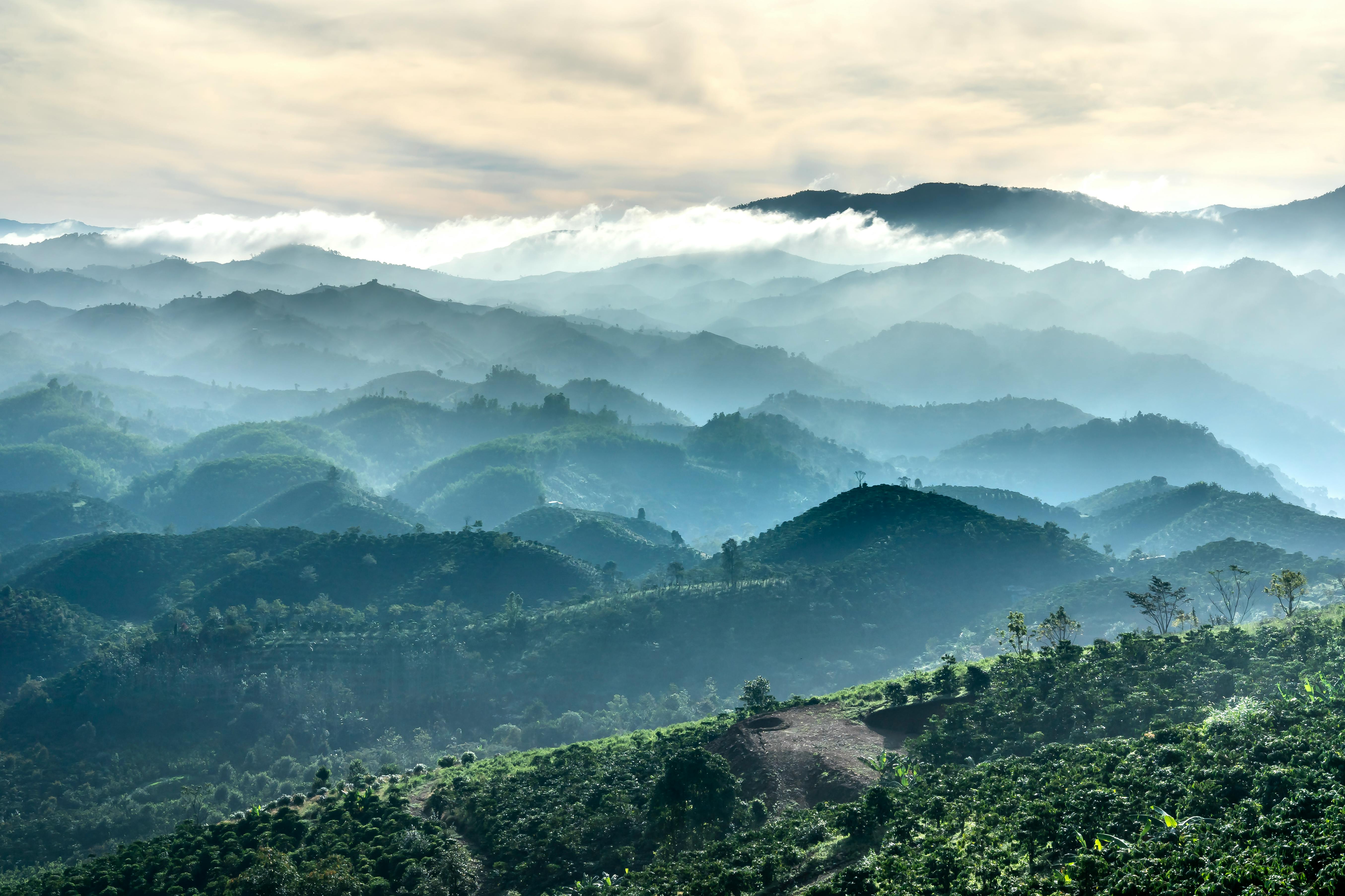 Green Trees and Mountains Under White Clouds · Free Stock Photo