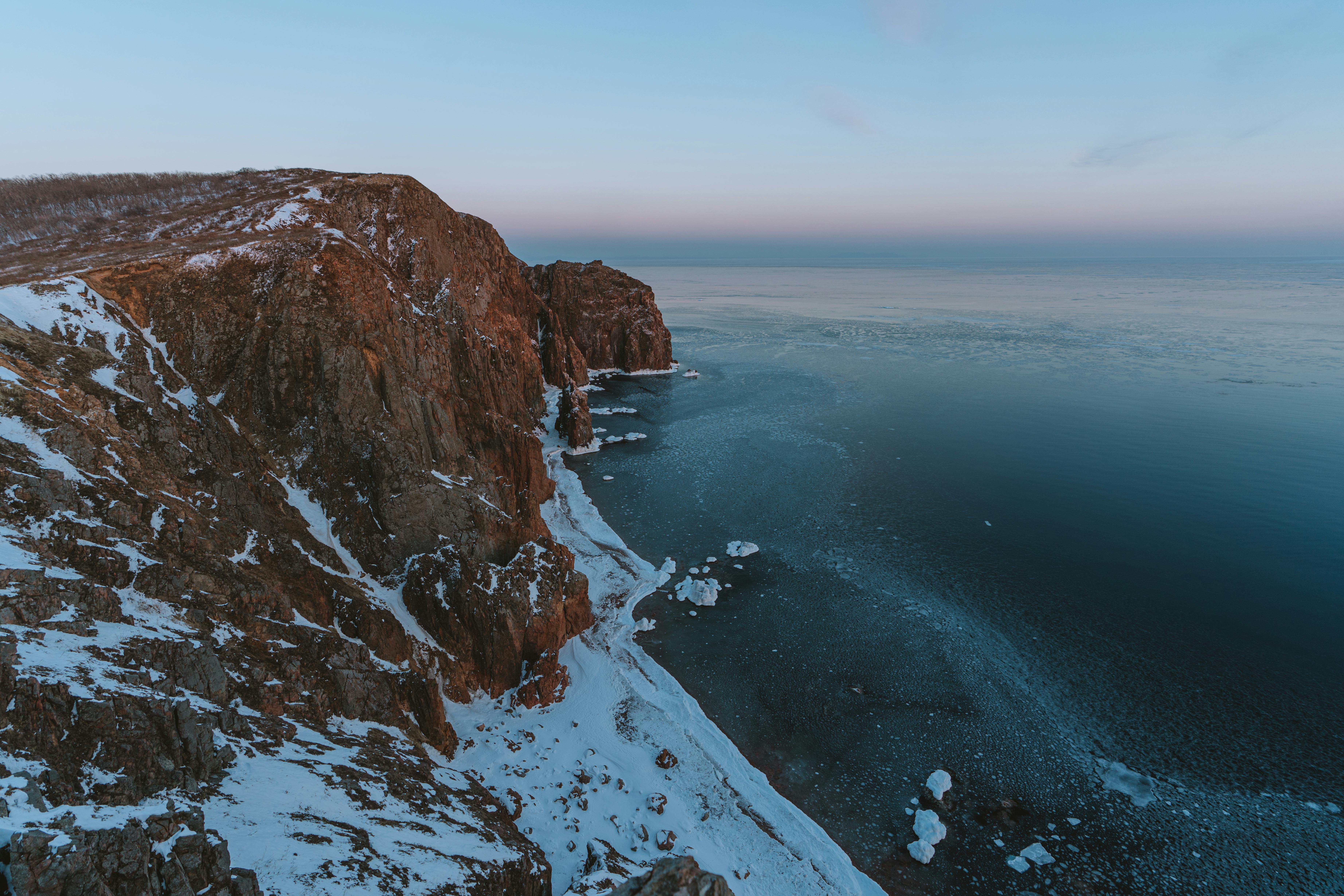 Aerial View of a Coastal Cliff during Winter · Free Stock Photo