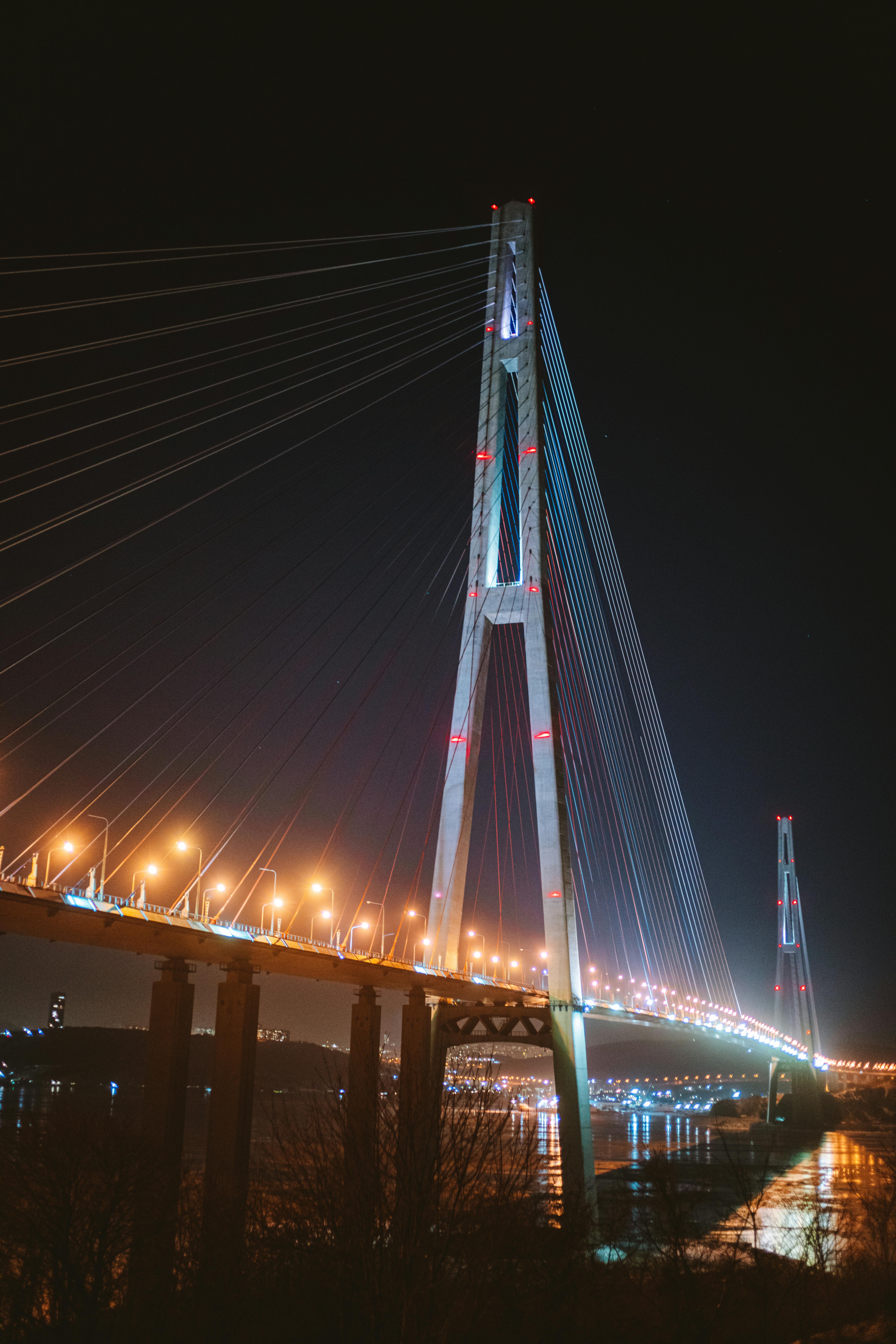 Lighted Bridge during Night Time · Free Stock Photo