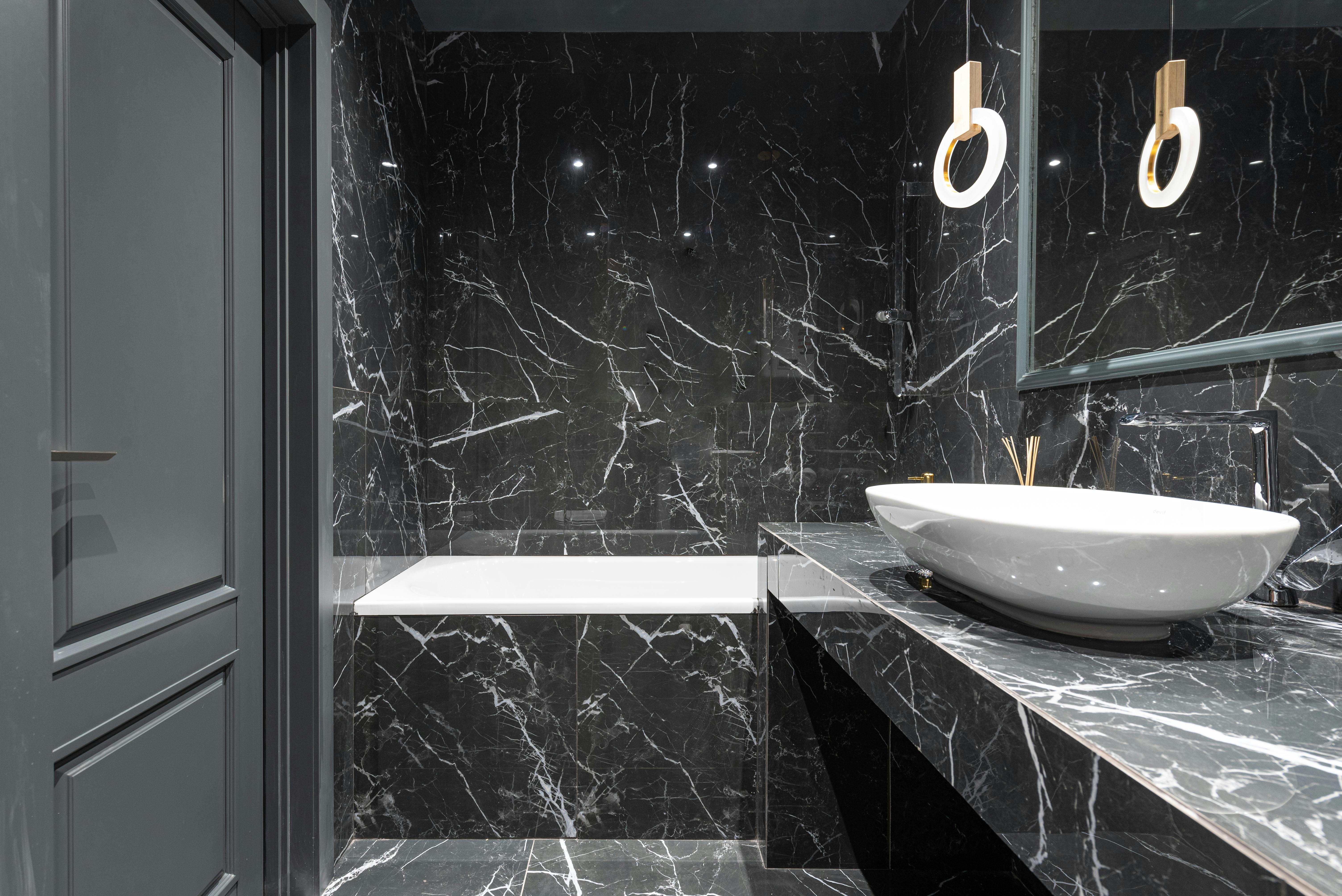 Marble interior of bathroom with toilet · Free Stock Photo