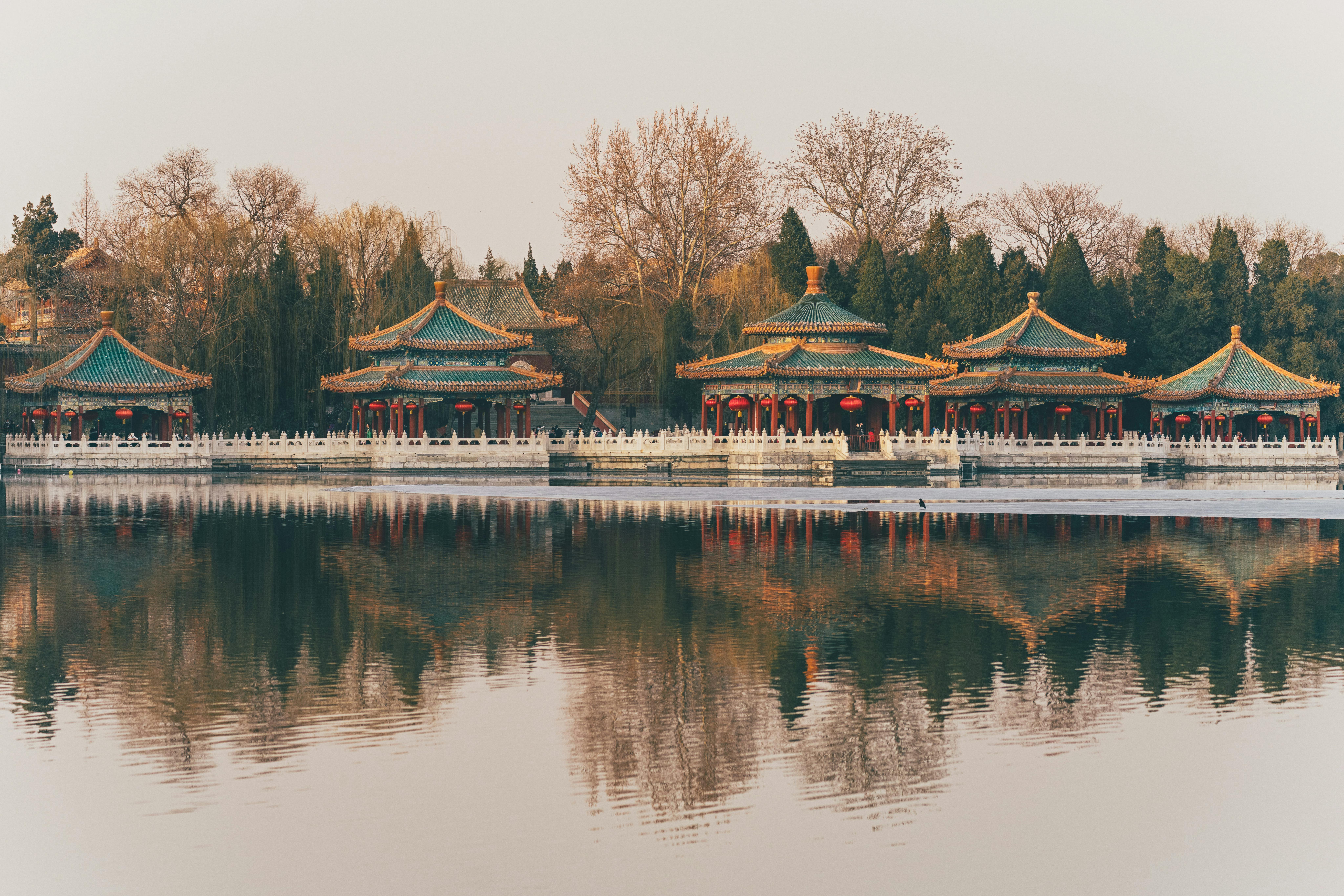 Chinese Gazebo Water Reflection on a Pond · Free Stock Photo
