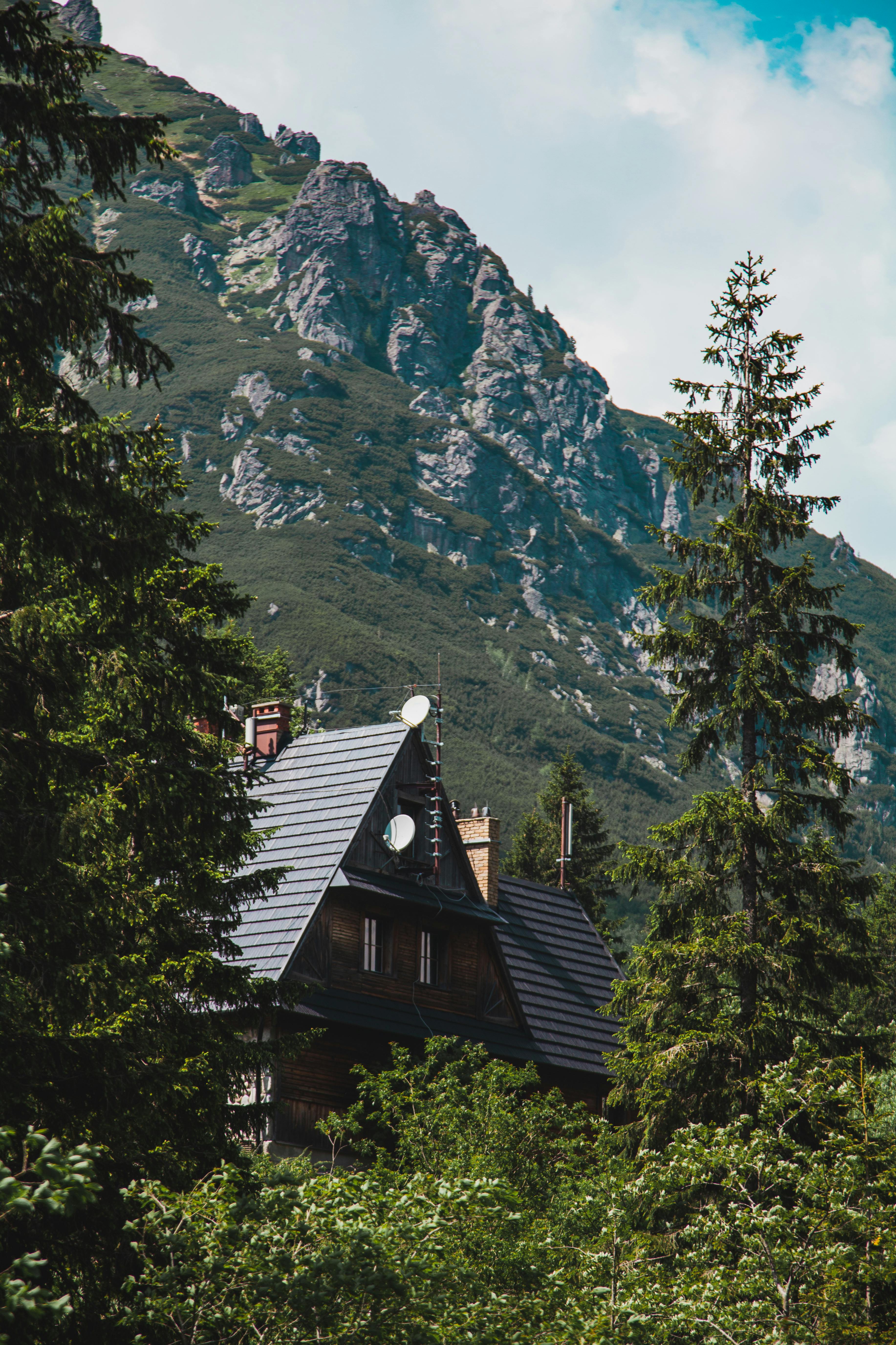 House near trees and hills in countryside · Free Stock Photo