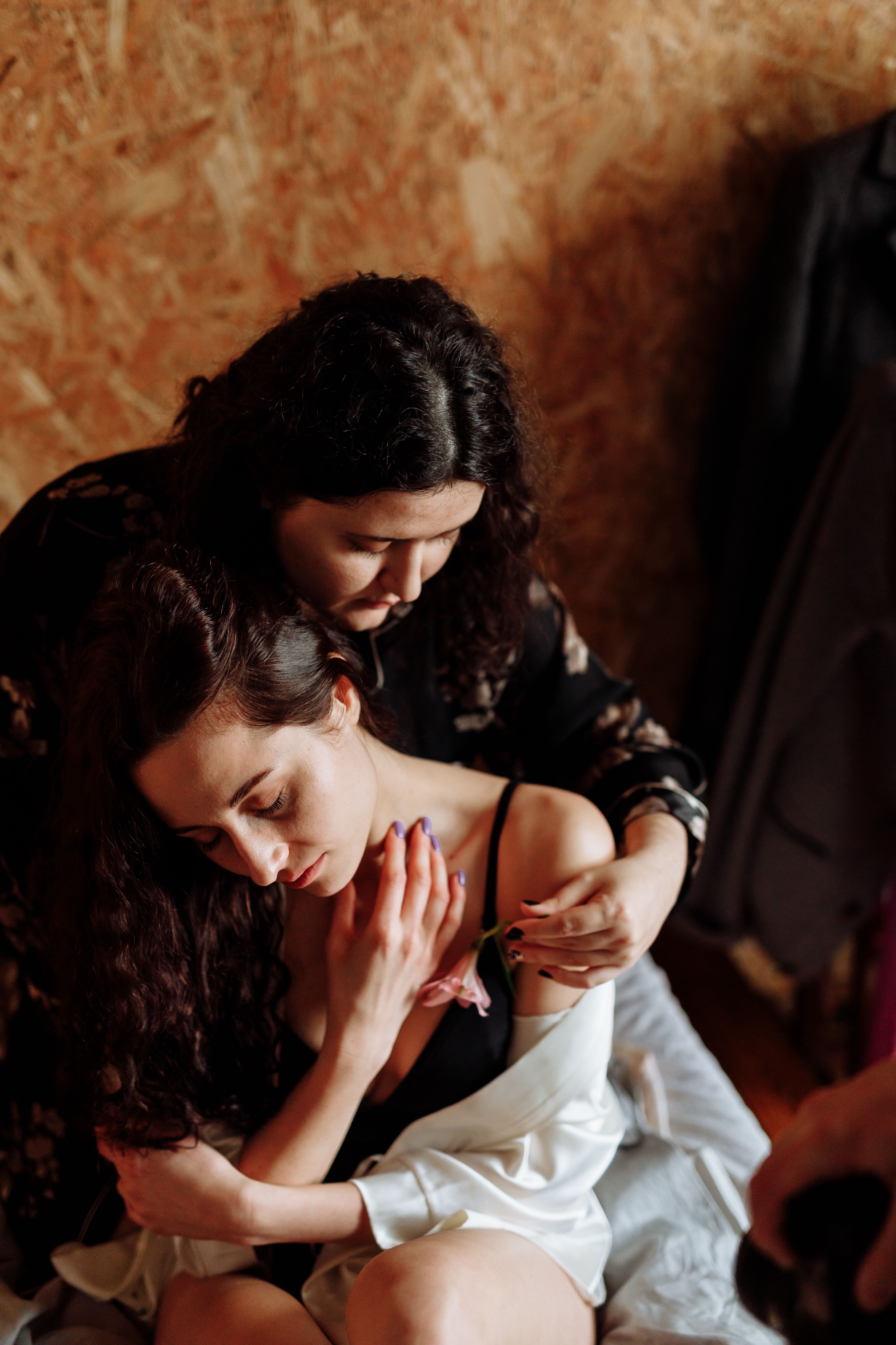 Woman Caressing Another Woman in Black Brassiere · Free Stock Photo