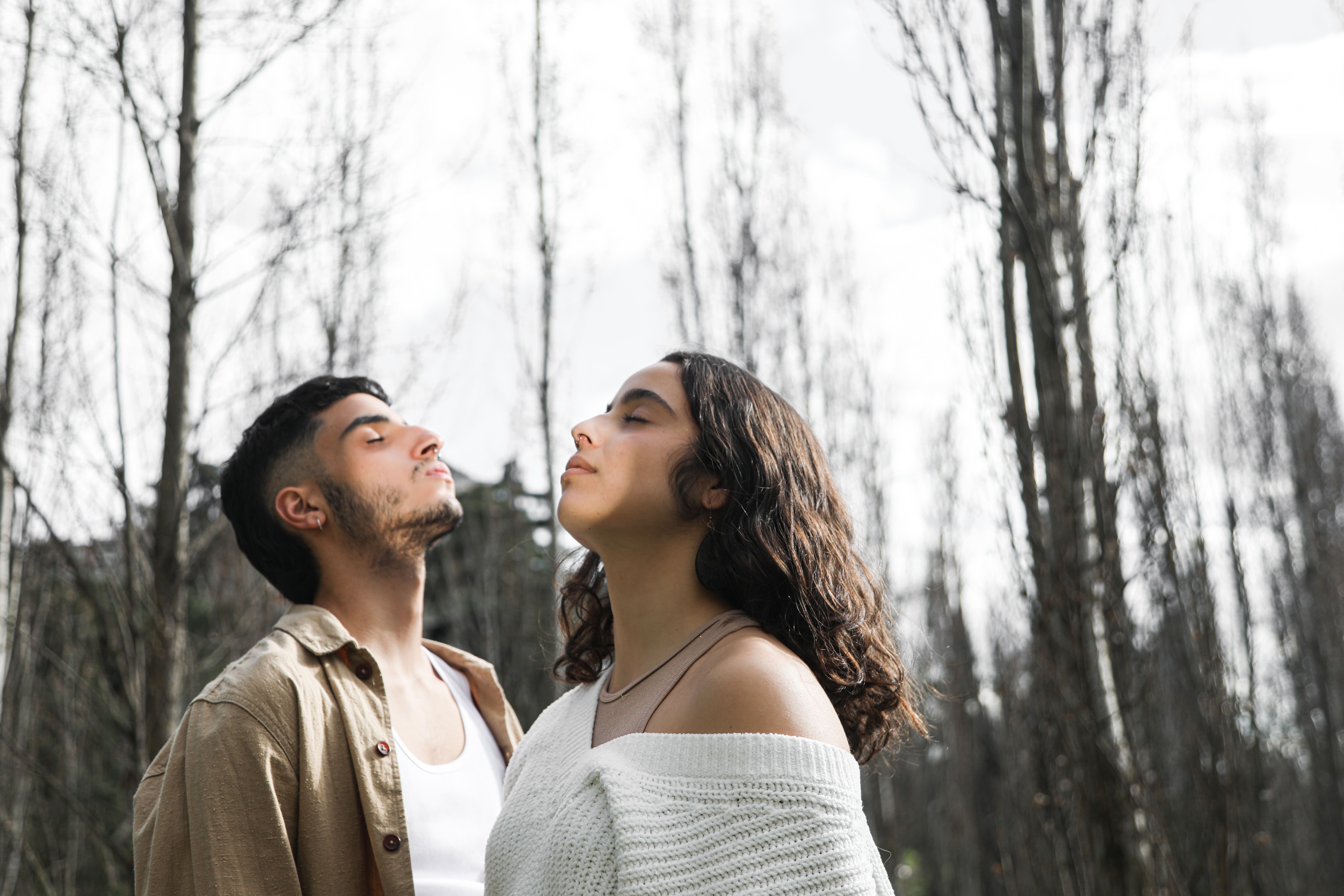 Romantic Couple between Trees · Free Stock Photo