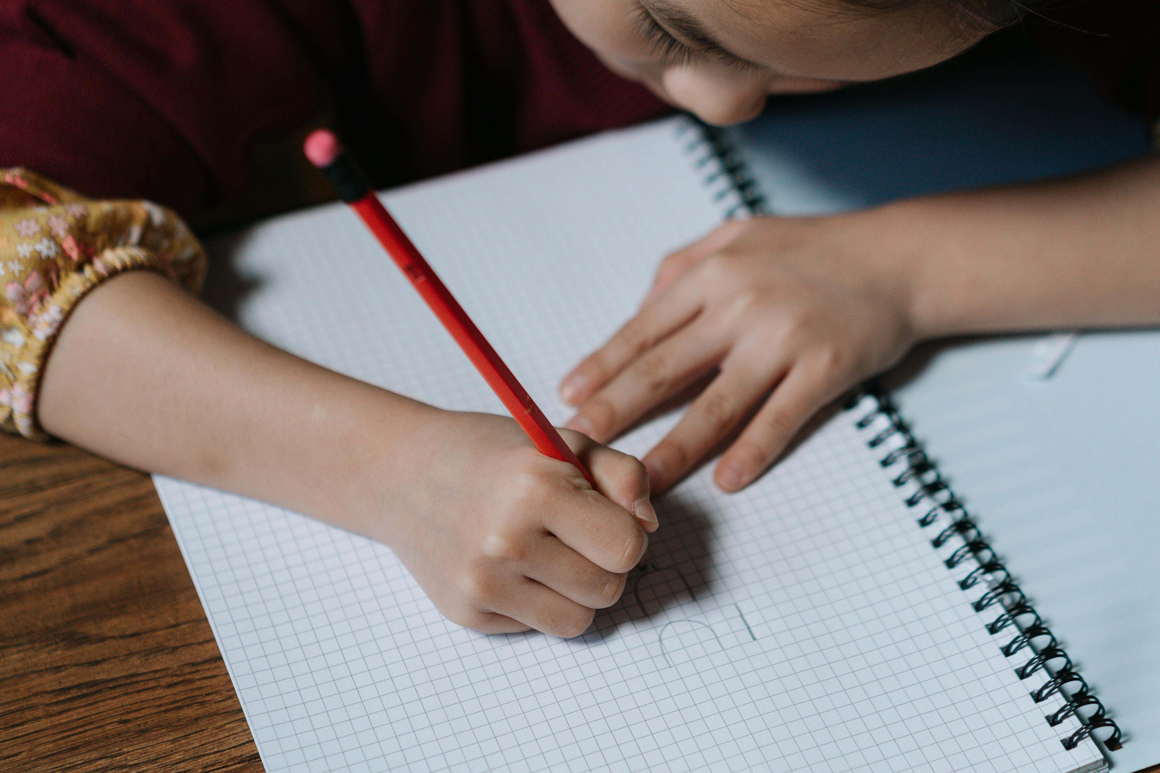 A Boy Writing on the Paper · Free Stock Photo