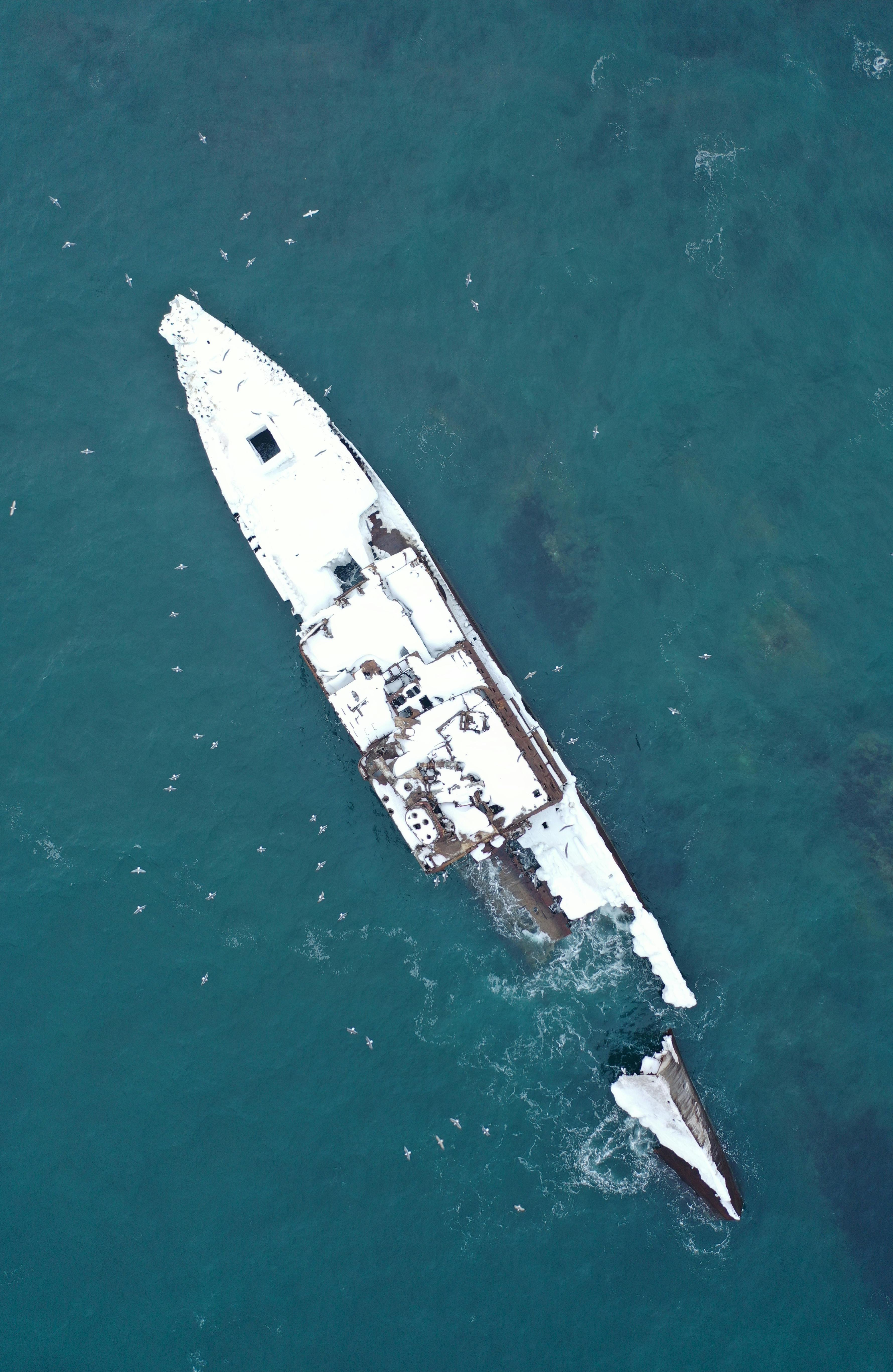 An Aerial Photography of a Shipwreck on the Sea · Free Stock Photo