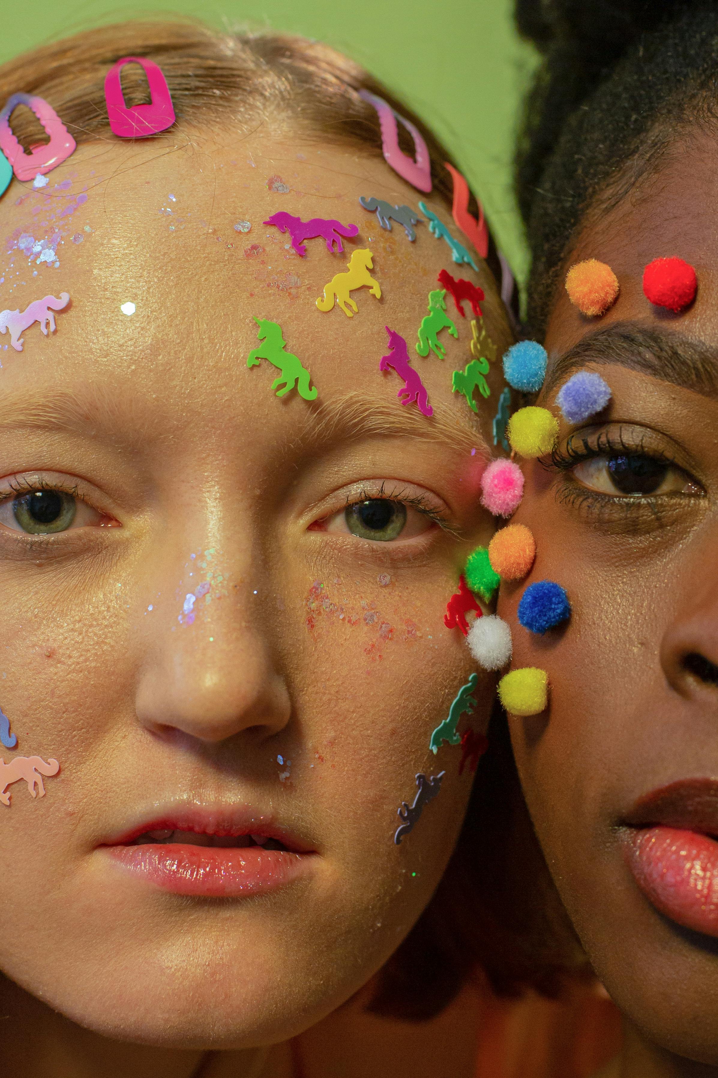 Crop black woman with shiny sequins on face · Free Stock Photo