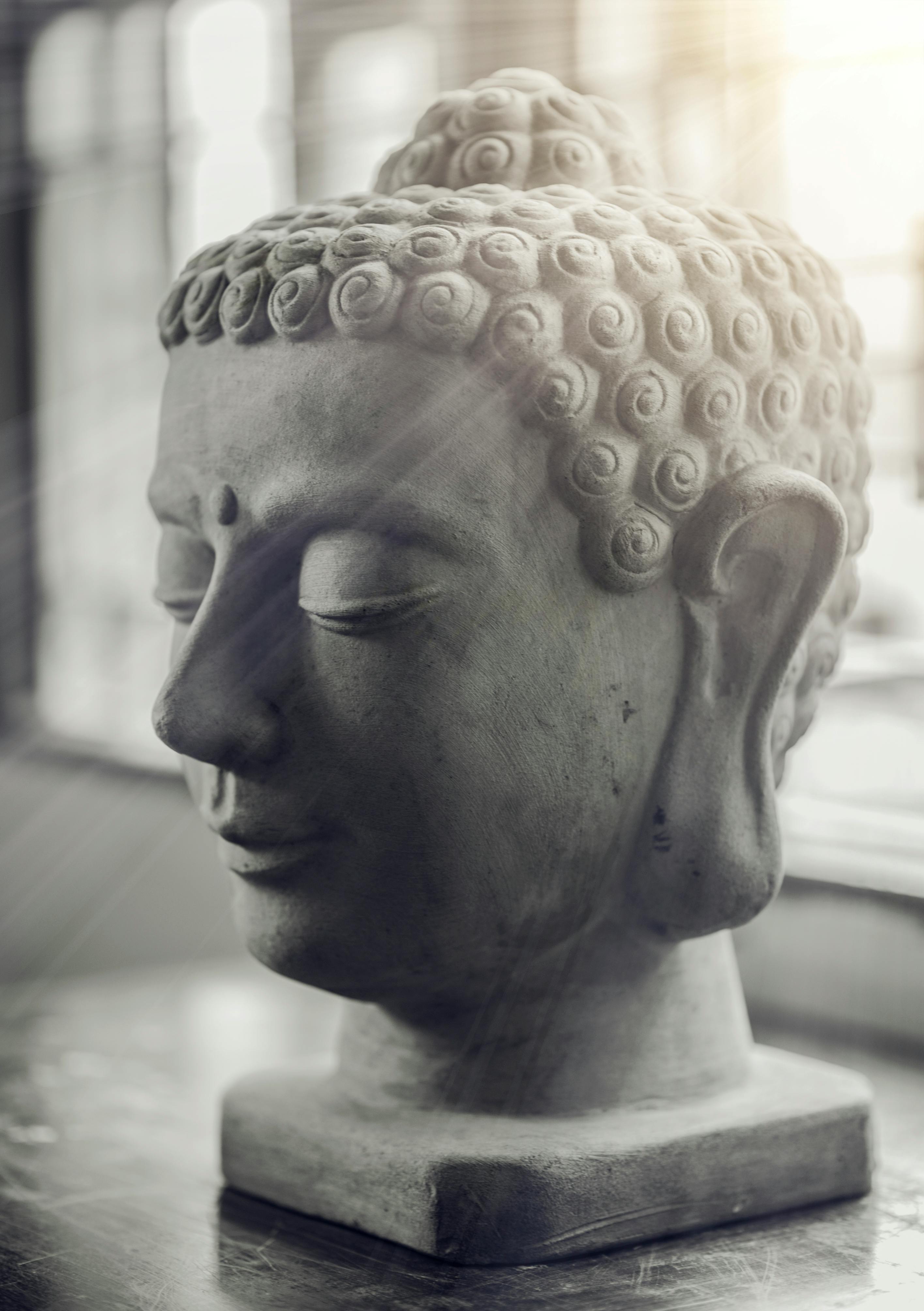 Buddha Statue Grayscale Photo · Free Stock Photo