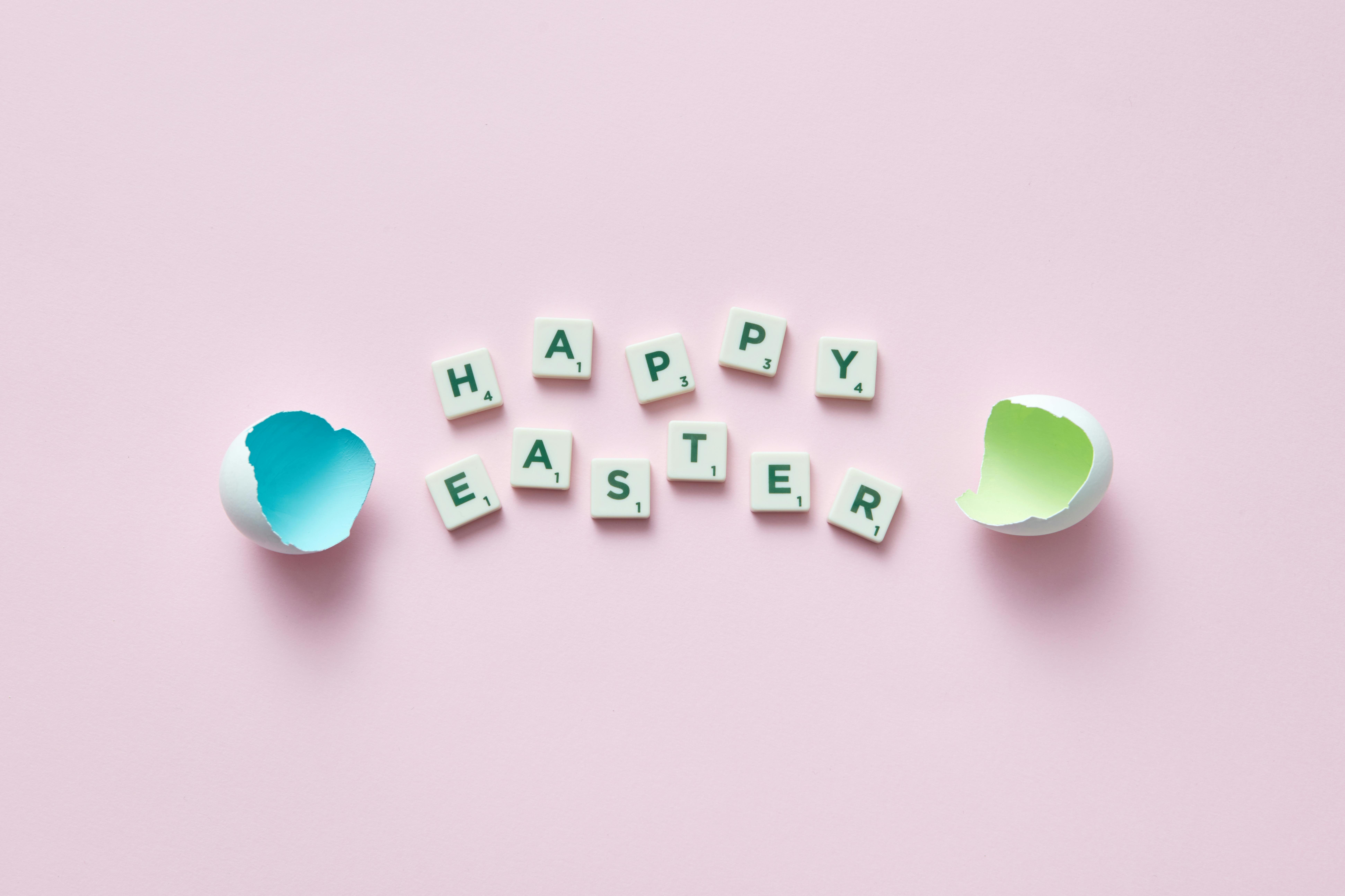 Happy Easter Spelled in Scrabble Tiles · Free Stock Photo