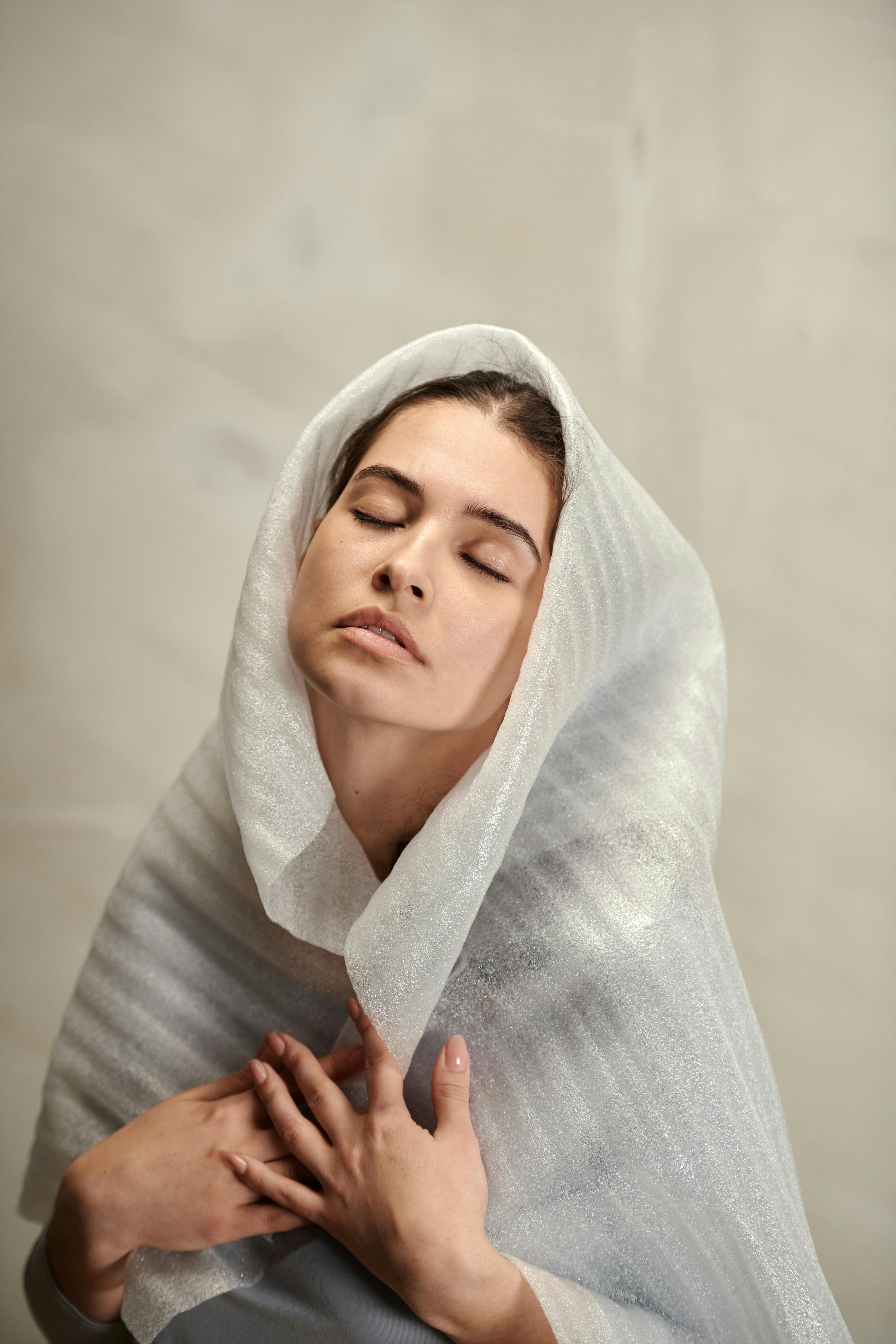 Woman Wrapped in a Foam Wrap Roll · Free Stock Photo