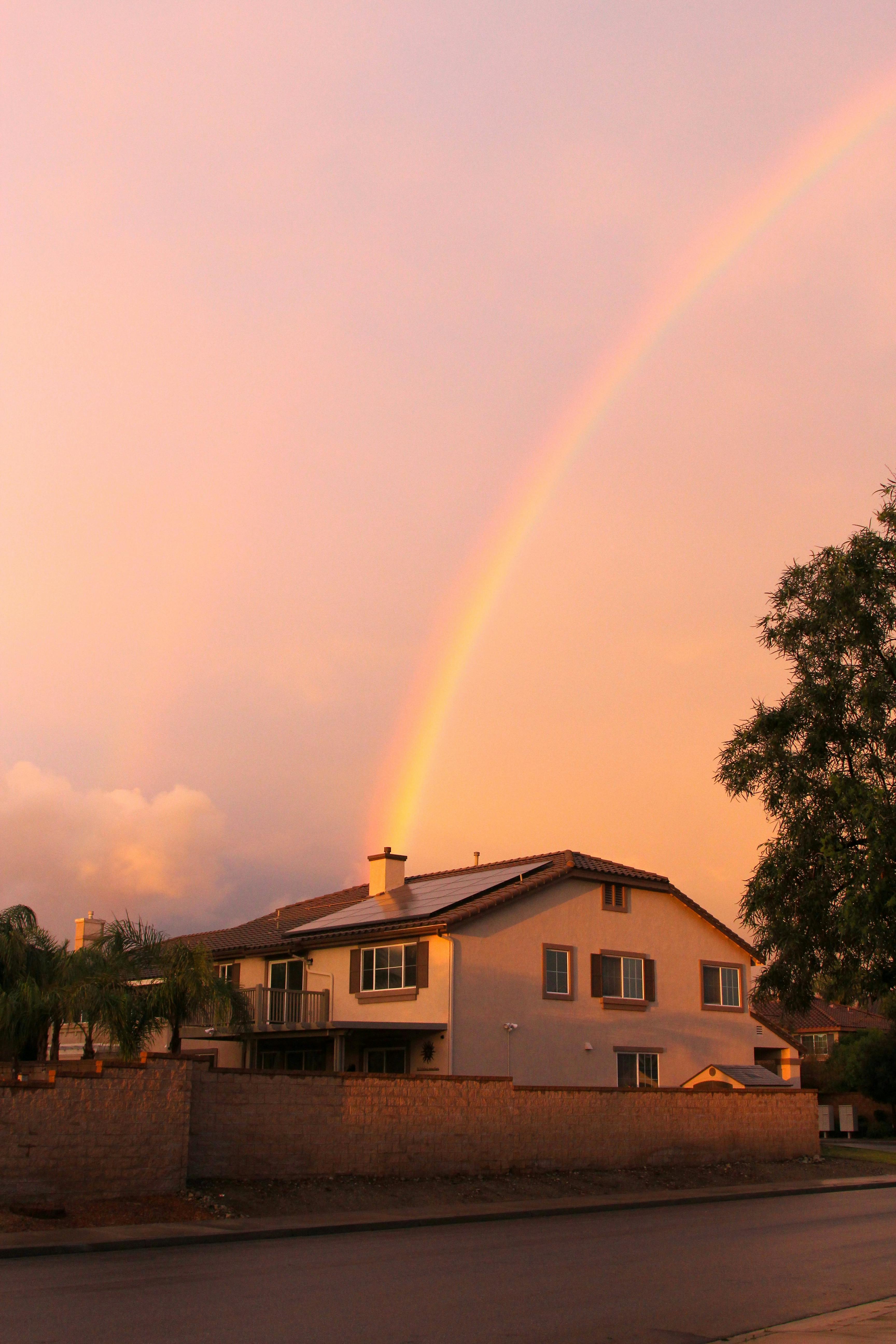 A Rainbow Over the Concrete House · Free Stock Photo