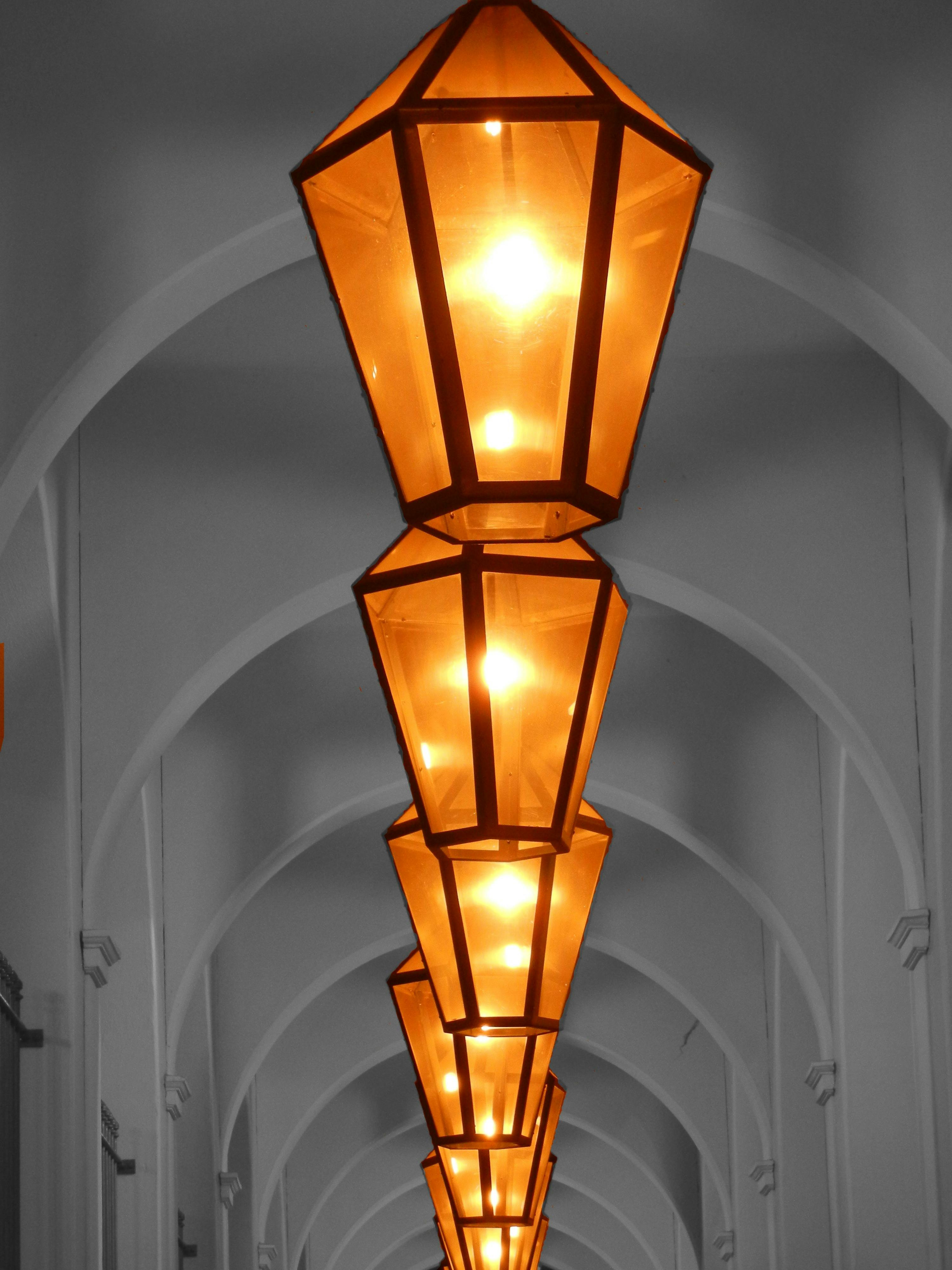 Yellow Ceiling Lamp on Hallway · Free Stock Photo